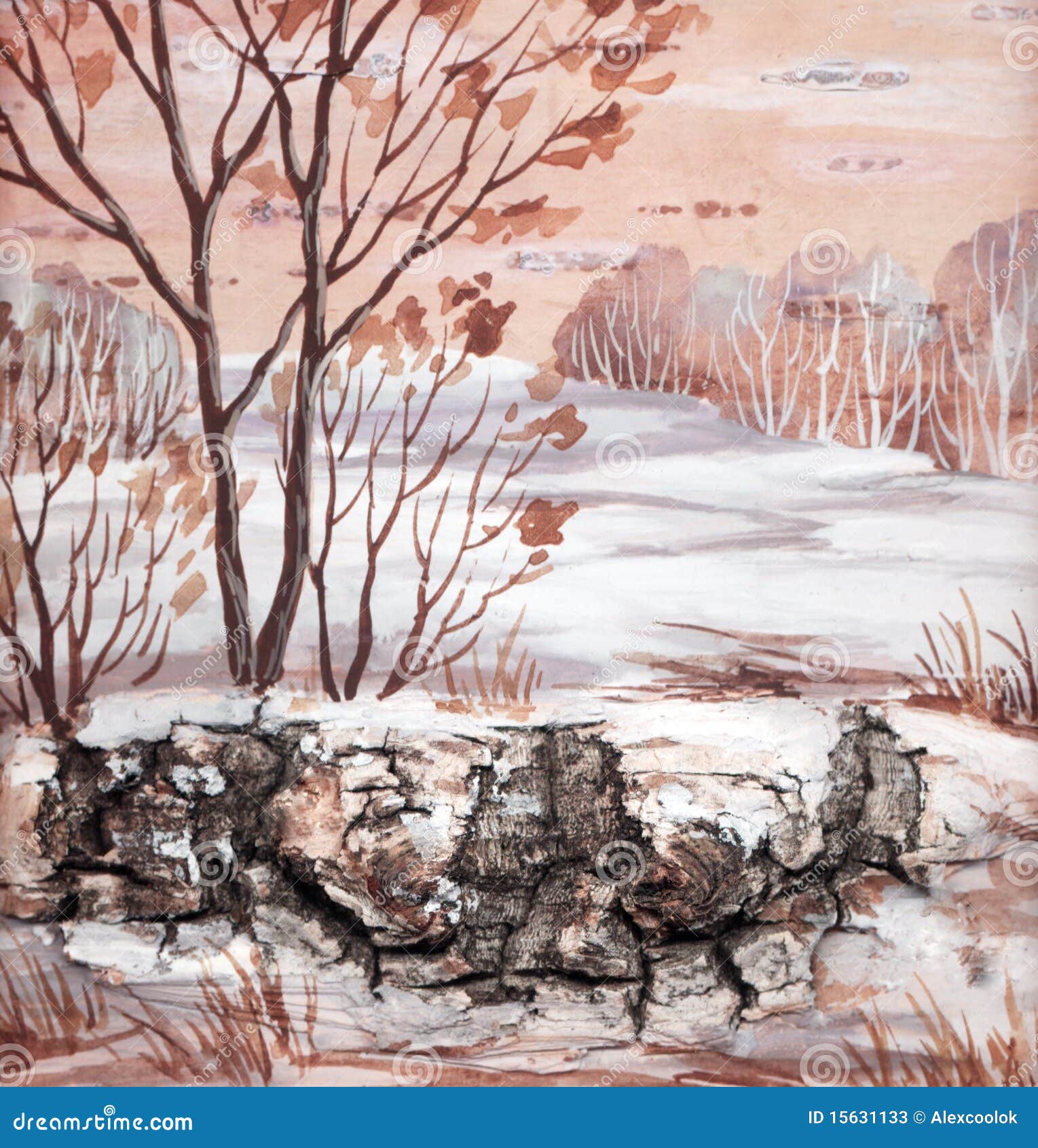 Winter Siberian landscape stock illustration. Illustration of february ...