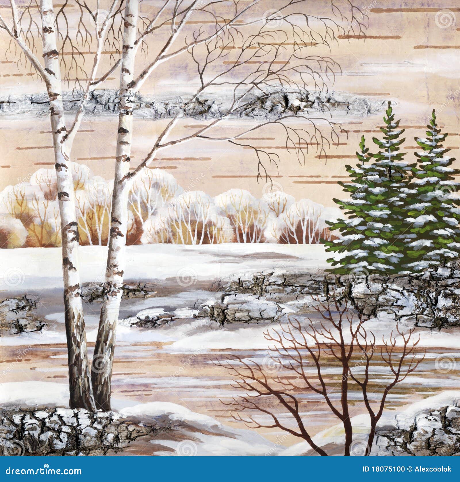Winter Siberian landscape stock illustration. Illustration of nature ...