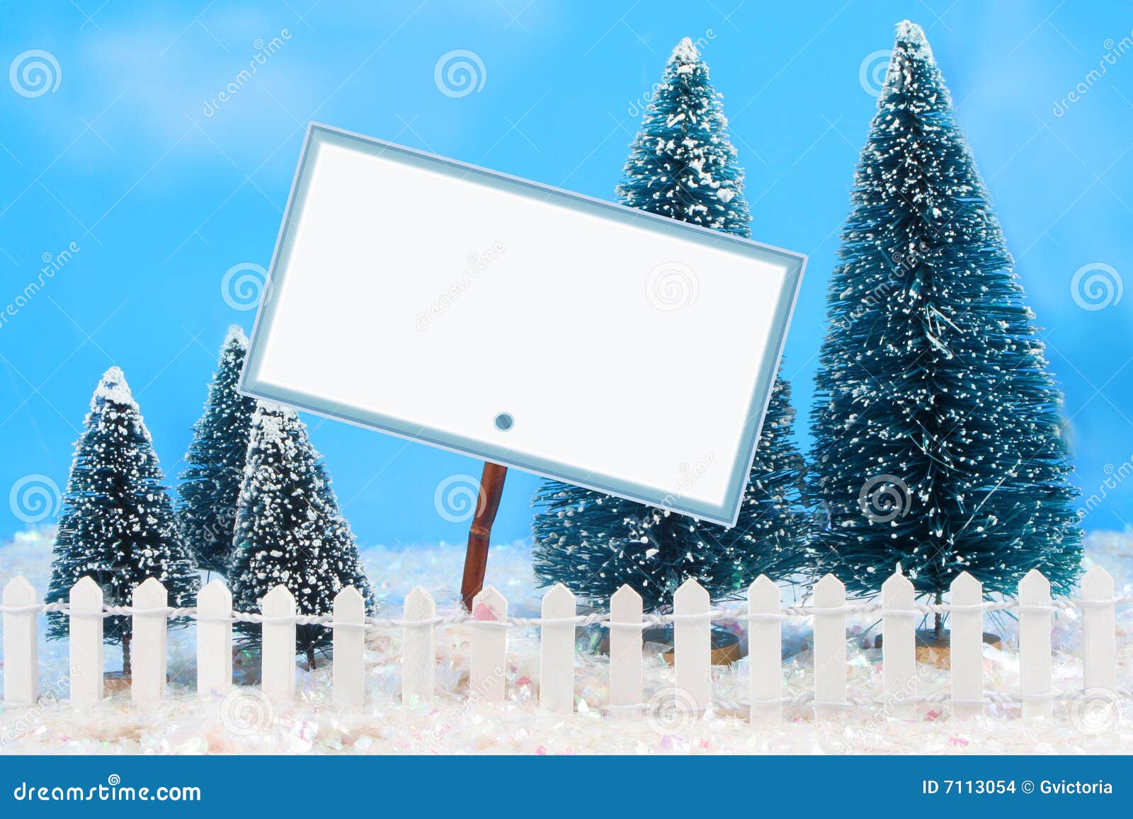 Winter sign stock photo. Image of note, snowy, sign, fence - 7113054