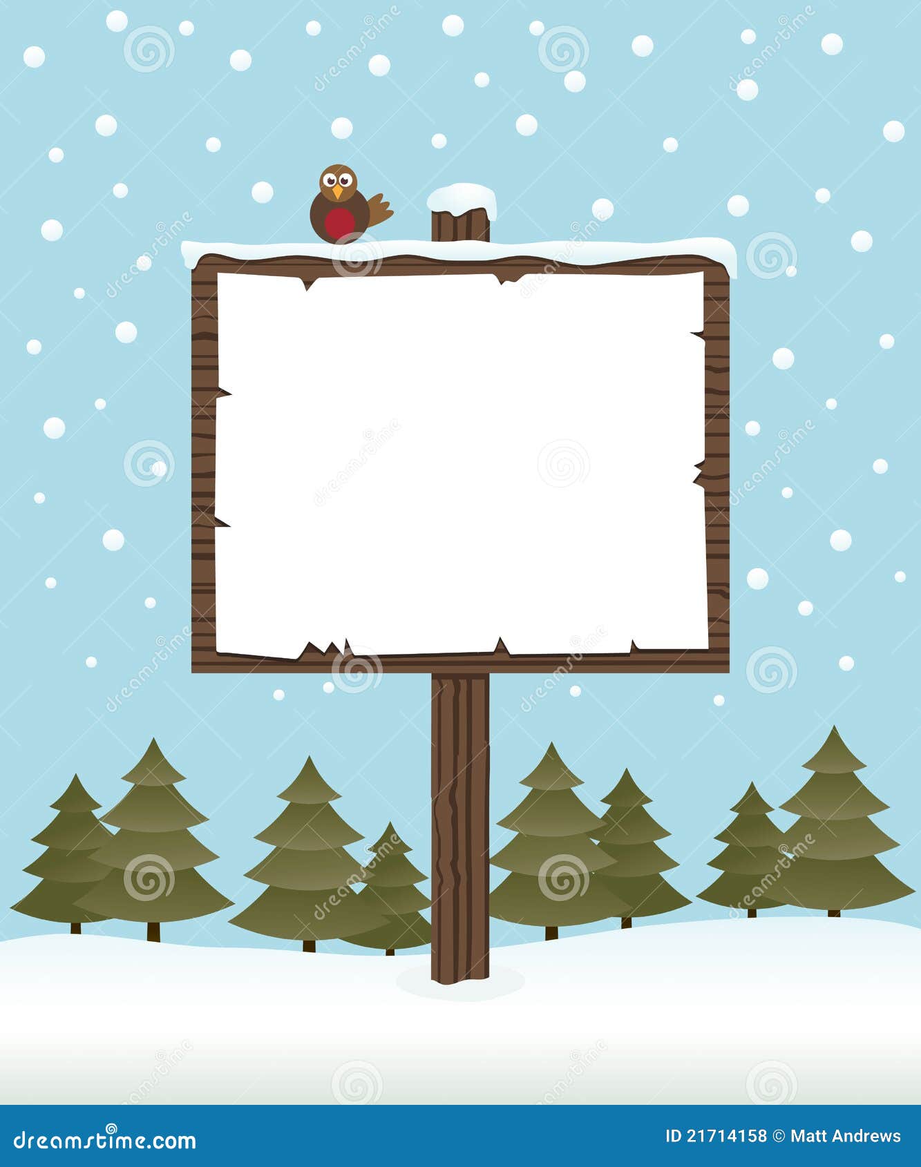 Winter sign post stock vector. Illustration of redbreast - 21714158
