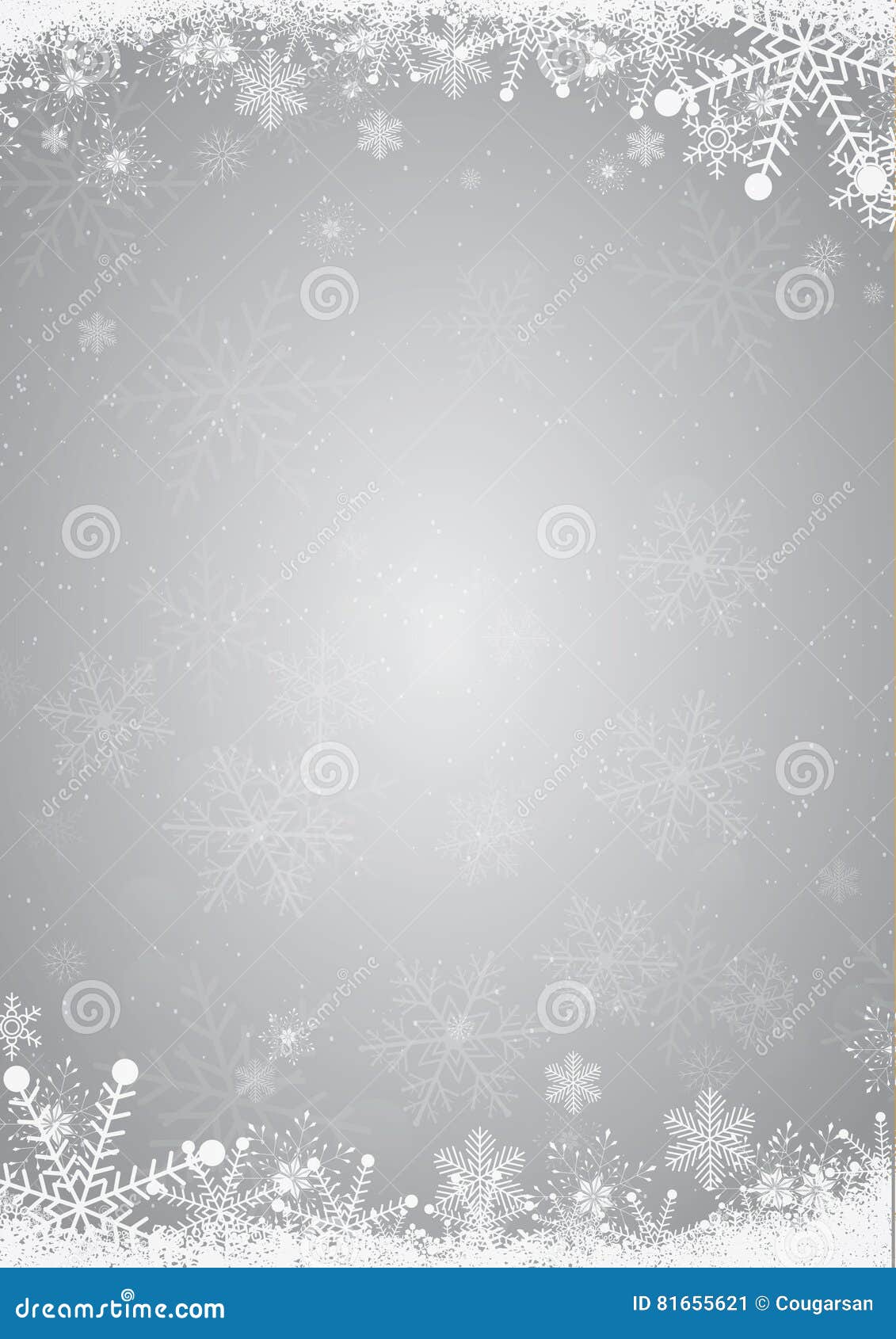 Winter Silver Christmas Background with Snowflake Border Stock Vector ...