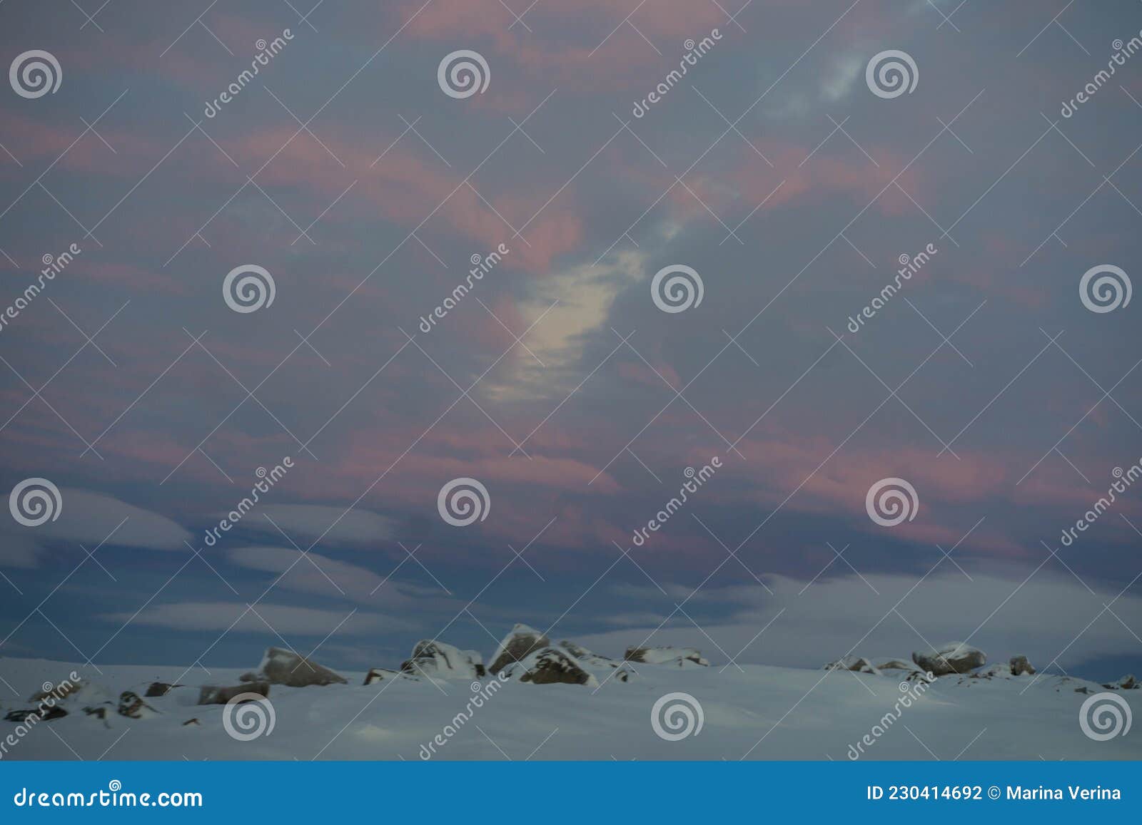 Winter Sky with Clouds at Sunset Stock Photo - Image of horizon, fluffy ...