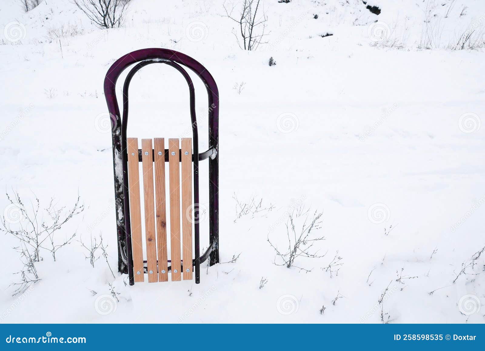 Winter Sled in the Snow Outdoor Stock Image - Image of mountain, copy ...