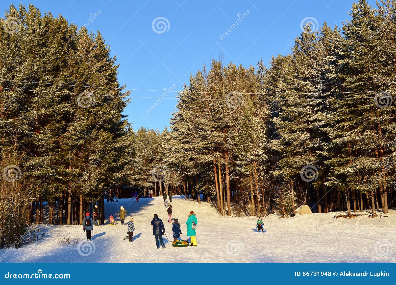 Winter.sledding with Mountains Editorial Stock Photo - Image of riding ...