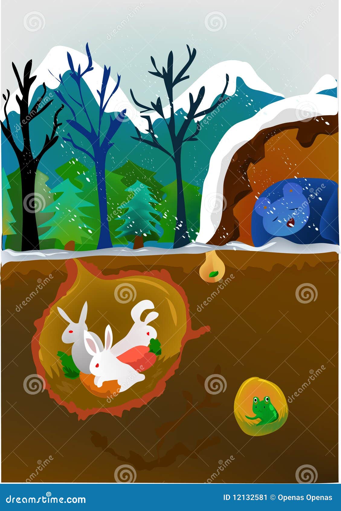 Winter sleep stock vector. Illustration of mountain, rabbit - 12132581