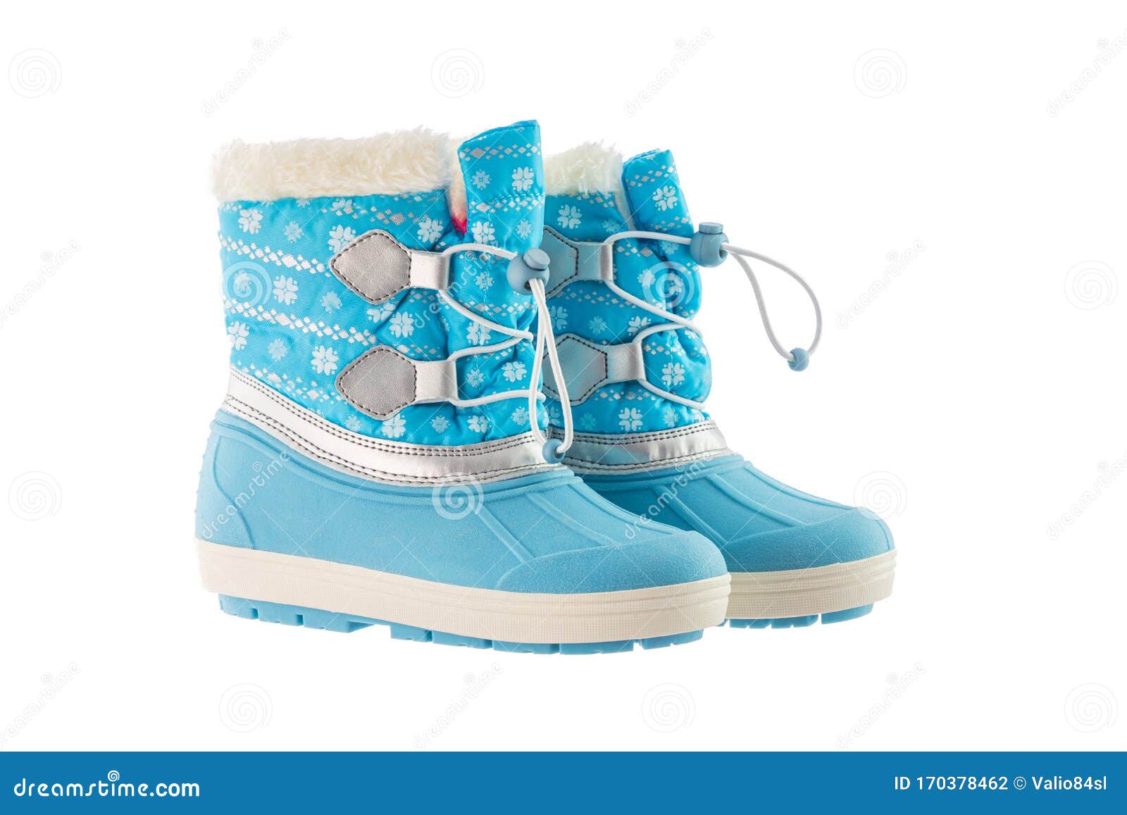 Winter Snow Blue Boots on White Background Stock Photo - Image of rain ...
