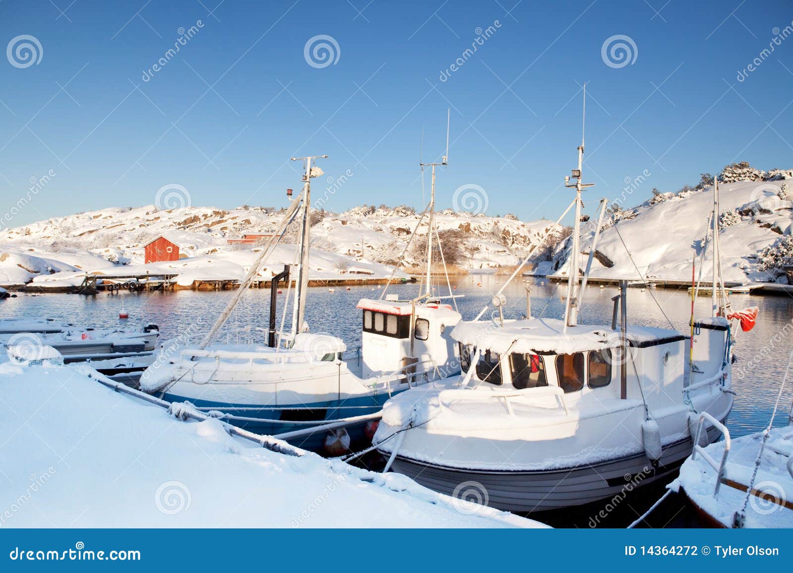 Winter Snow Boat stock photo. Image of house, coastal - 14364272