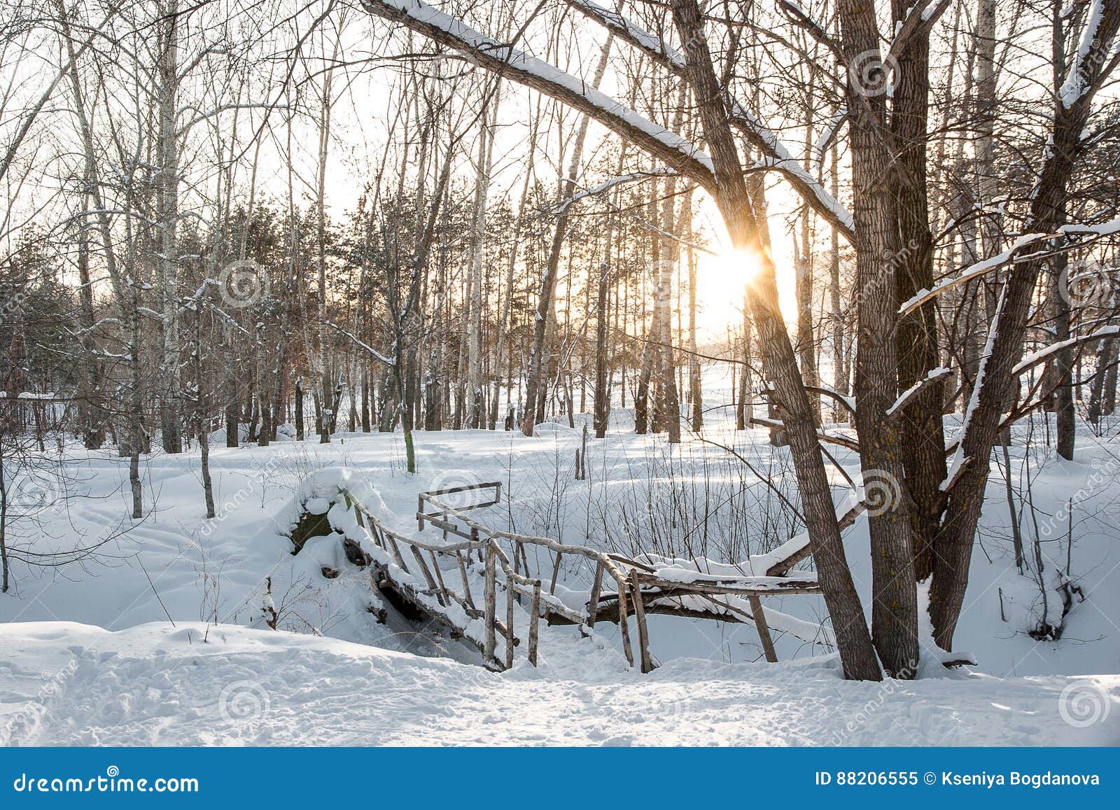 Winter snow bridge stock image. Image of outdoors, rays - 88206555