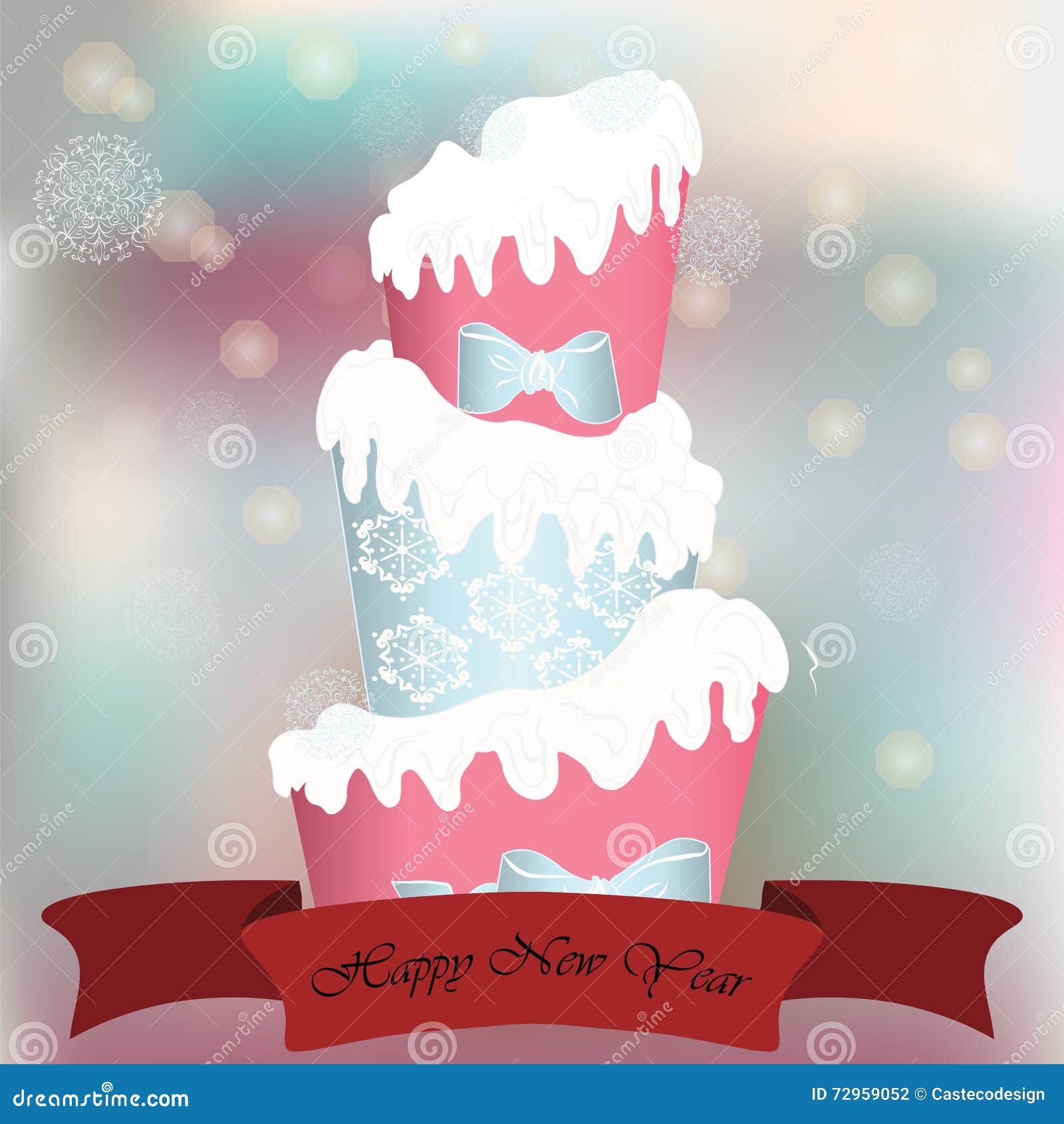 Winter Snow Cake Greeting Card Stock Vector - Illustration of graphic ...