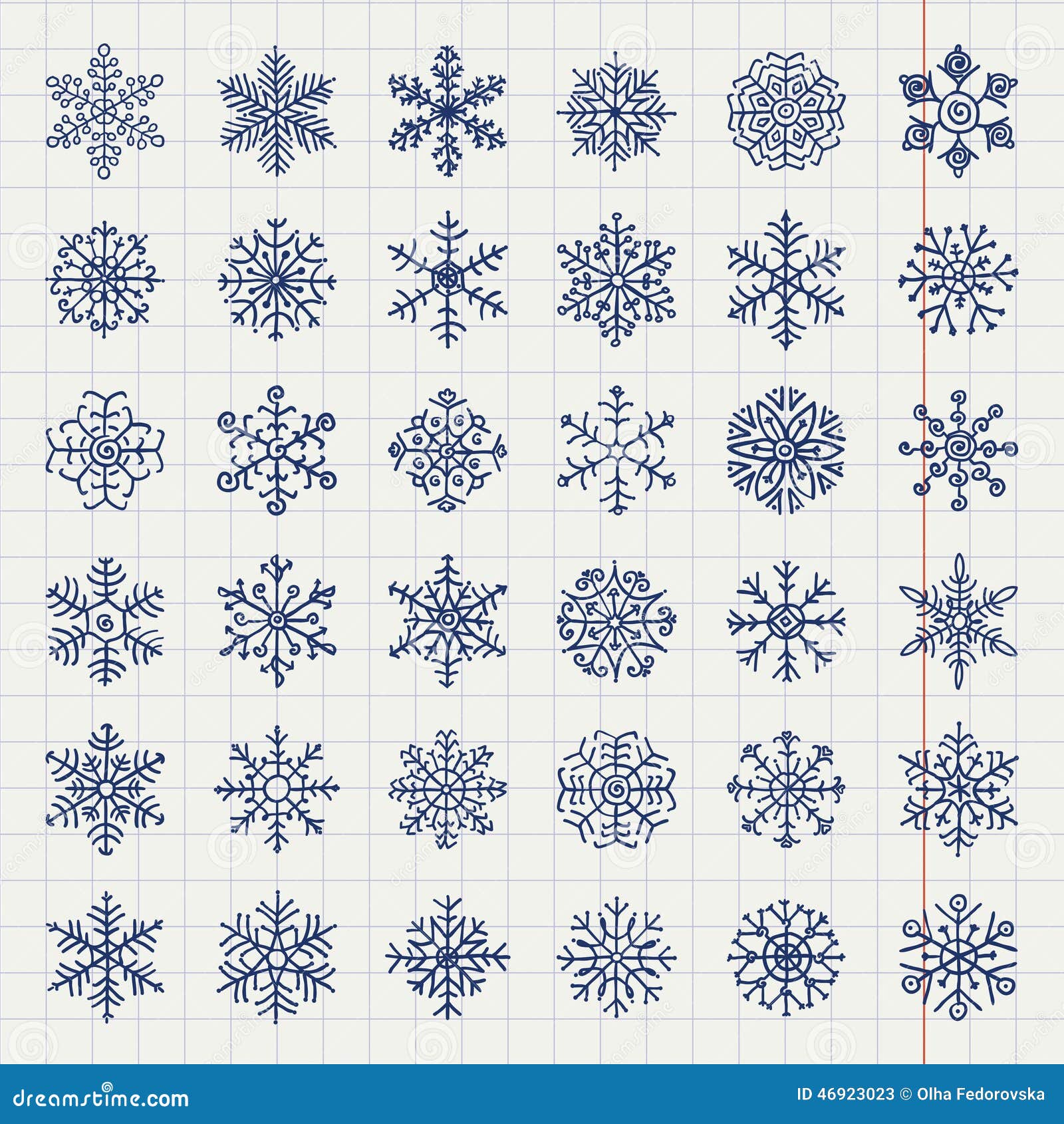 Winter Snow Flakes Doodles stock vector. Illustration of holiday - 46923023