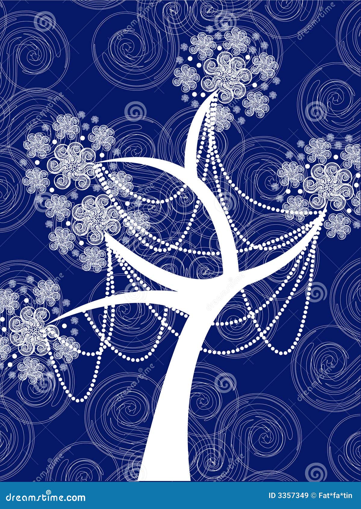 Winter snow flower tree stock vector. Illustration of abstract - 3357349