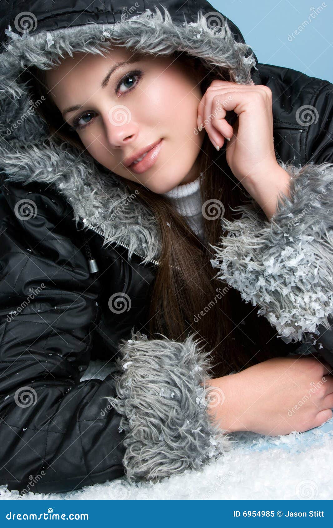 Winter Snow Girl stock image. Image of lying, pretty, smile - 6954985