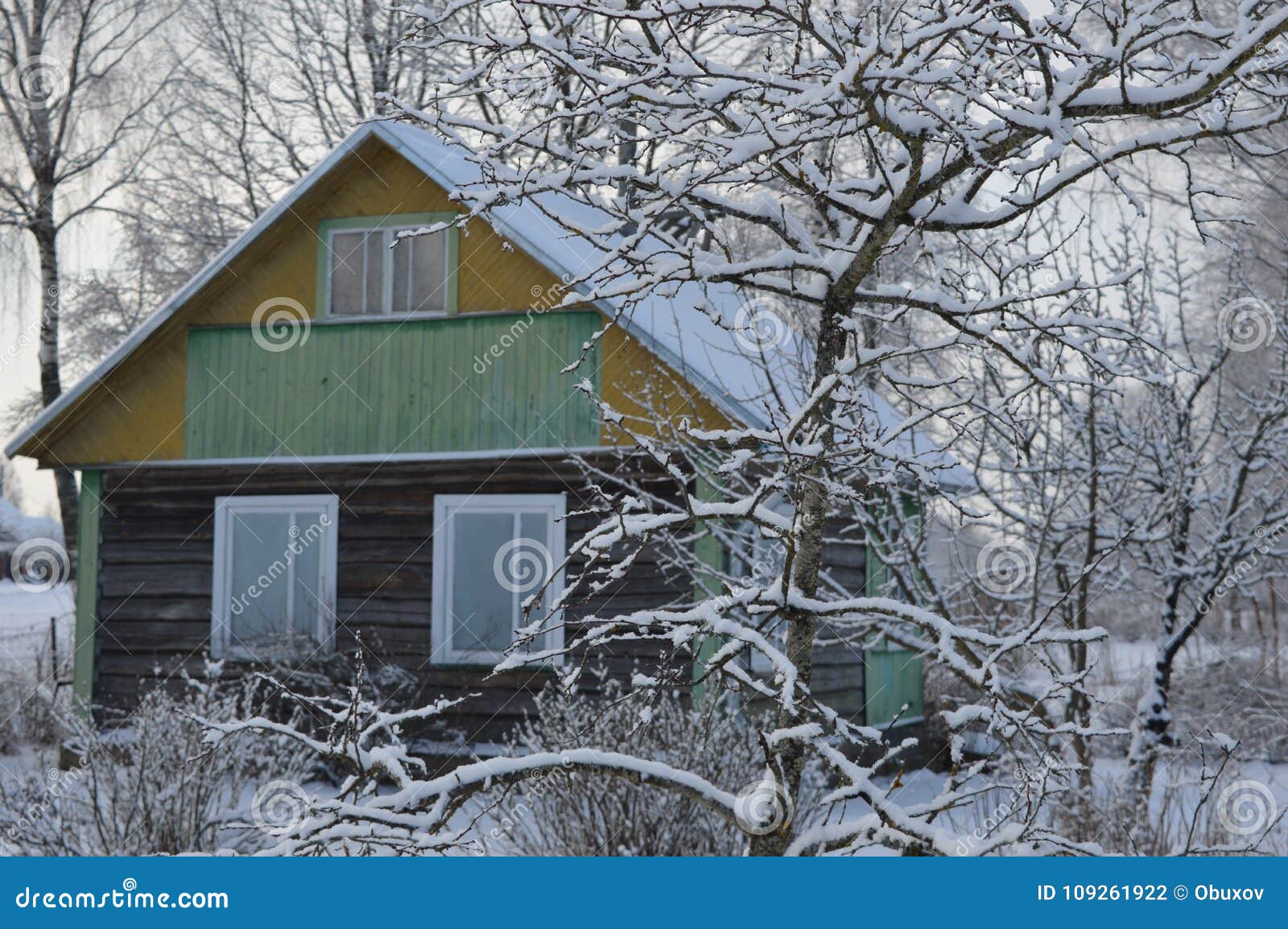 Winter Snow Home in the Village Stock Photo - Image of countryside ...