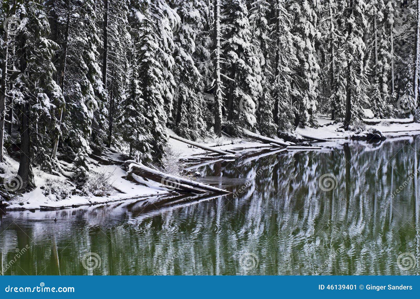 Winter Snow Reflections at Devil S Lake Oregon Stock Image - Image of ...