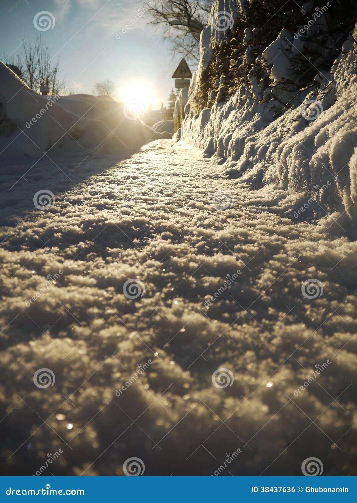 Winter snow sidewalk stock photo. Image of accumulation - 38437636