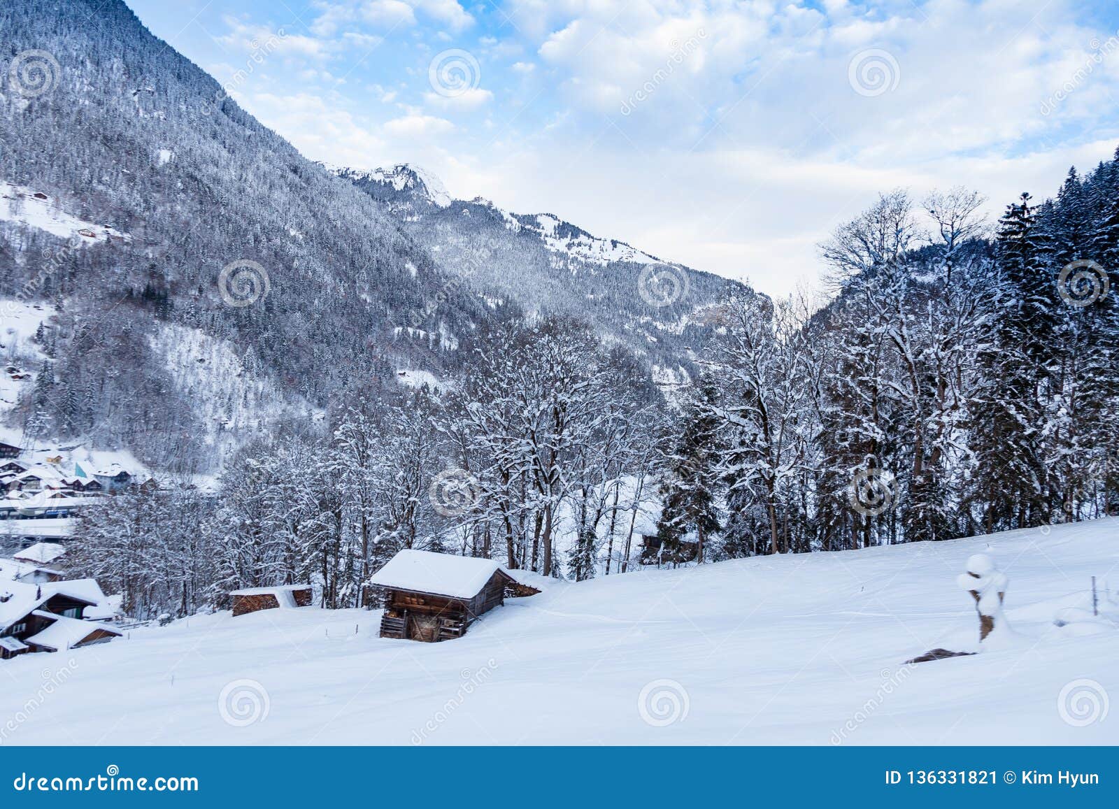 Winter and Snow in the Swiss Alps Stock Image - Image of mountain ...