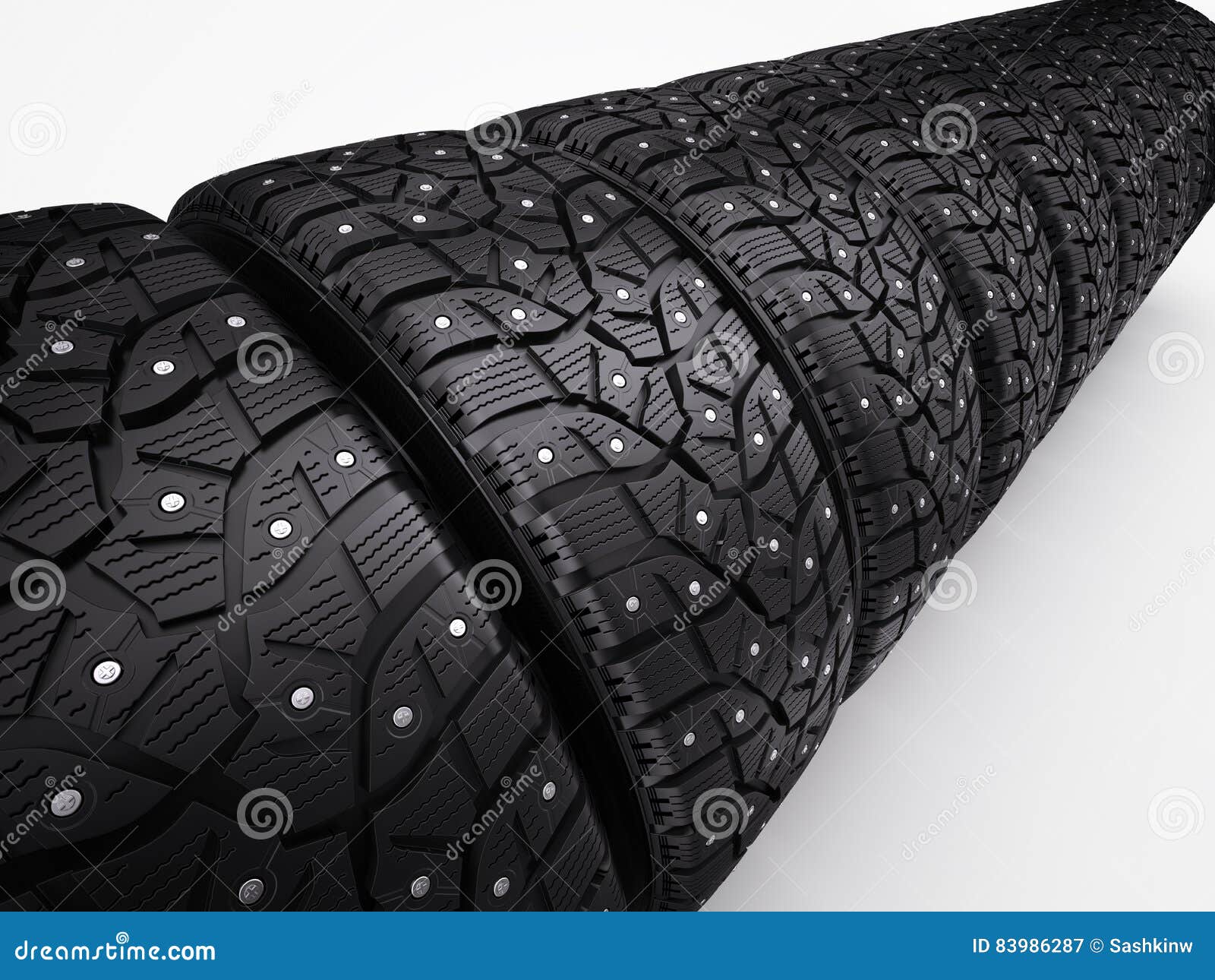 Winter Snow Tyres with Metal Spikes Stock Illustration - Illustration ...