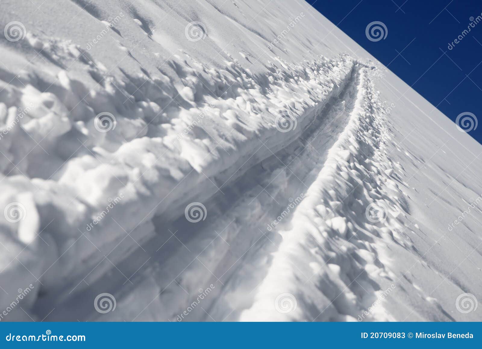 Winter - Snow Way and Blue Sky Stock Image - Image of footprint, path ...