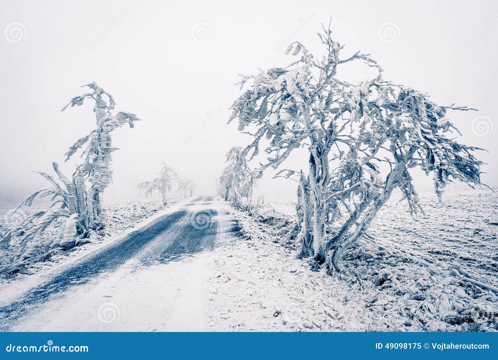 Winter Snowbound Road Covered with Snow Stock Image - Image of snow ...