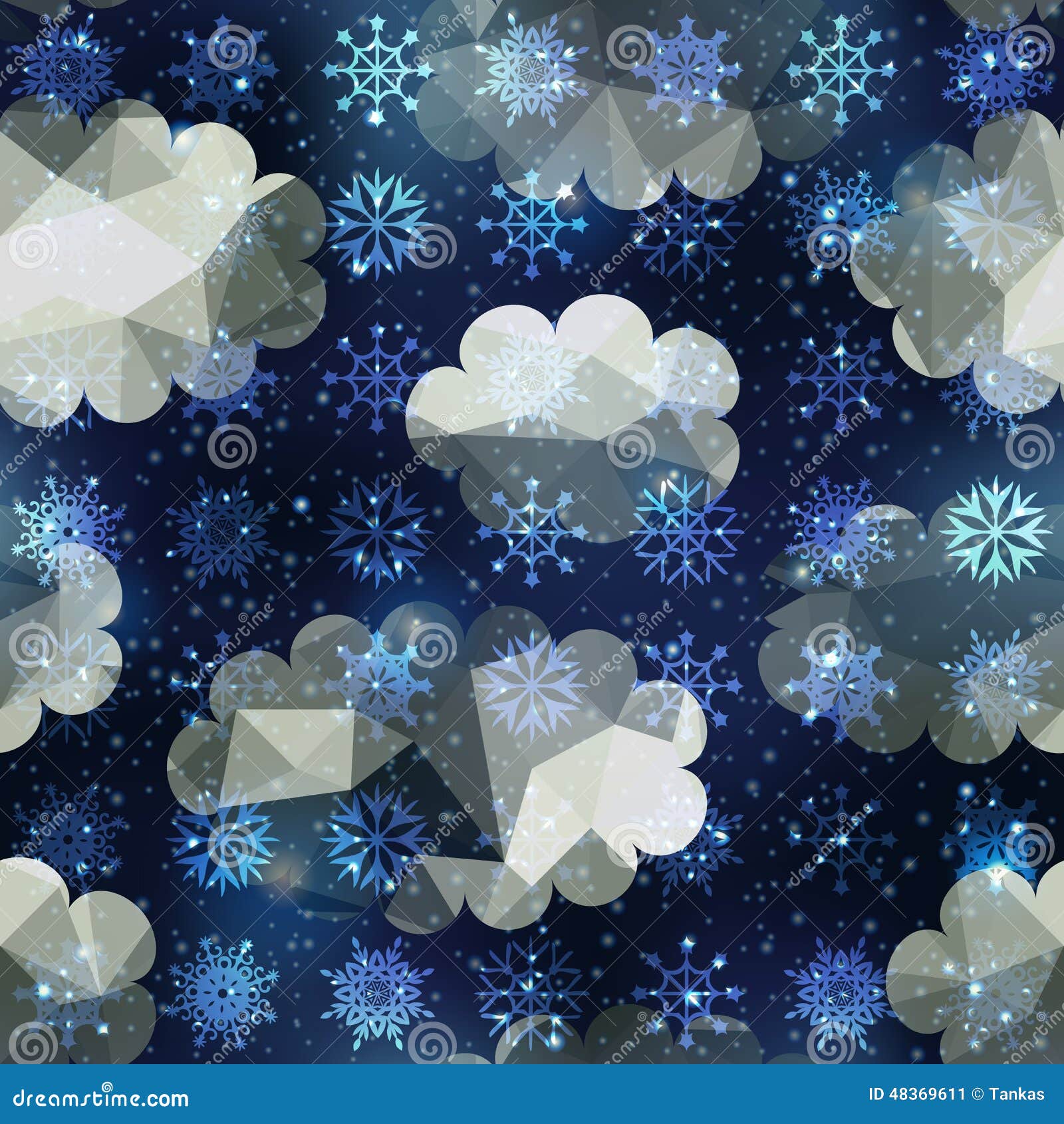 Winter Snowfall Pattern on Night Sky Background. Stock Vector ...