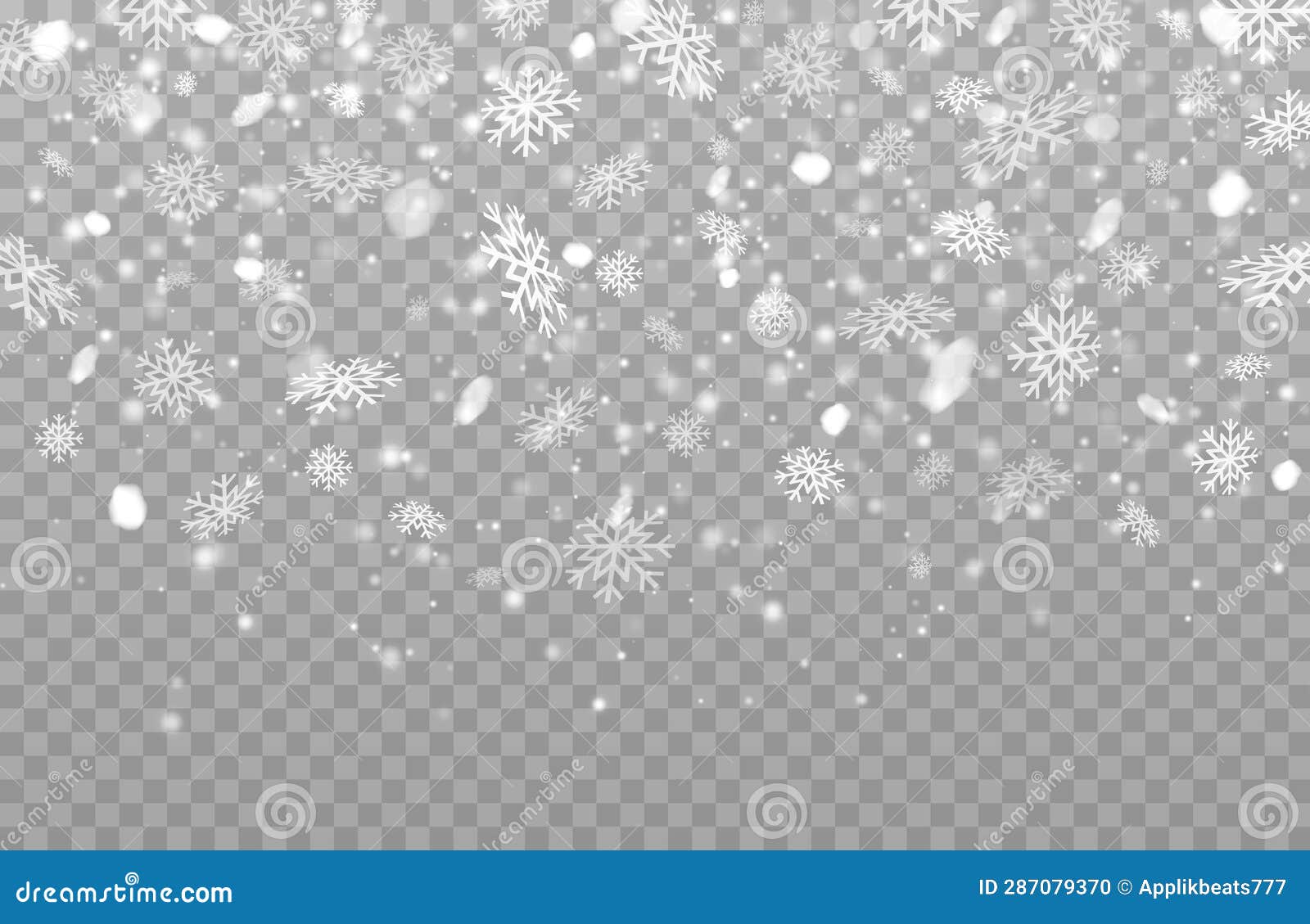 Snowfall Realistic On Transparent Backdrop. Christmas Falling ...