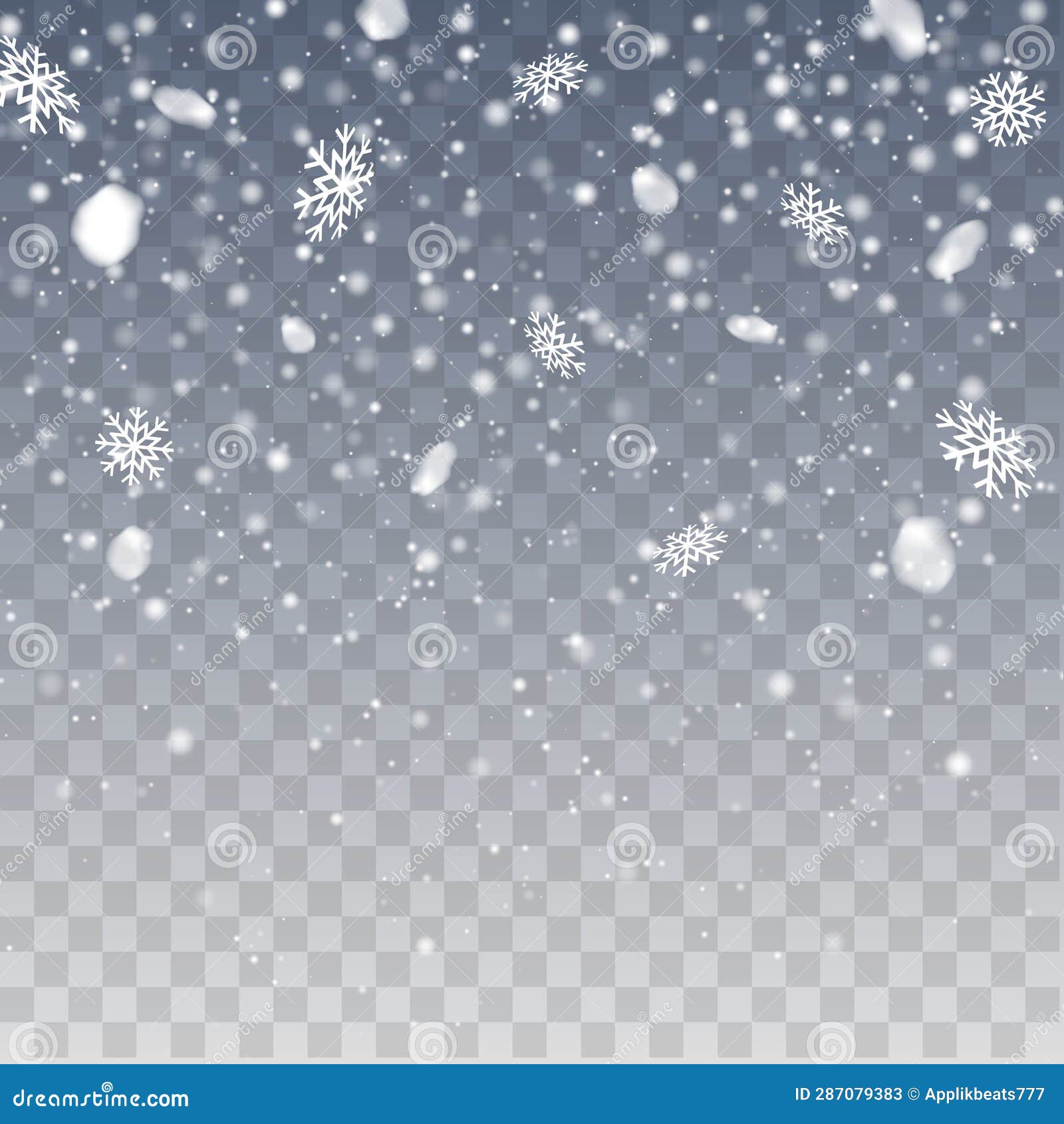Snowfall Realistic On Transparent Backdrop. Christmas Falling ...