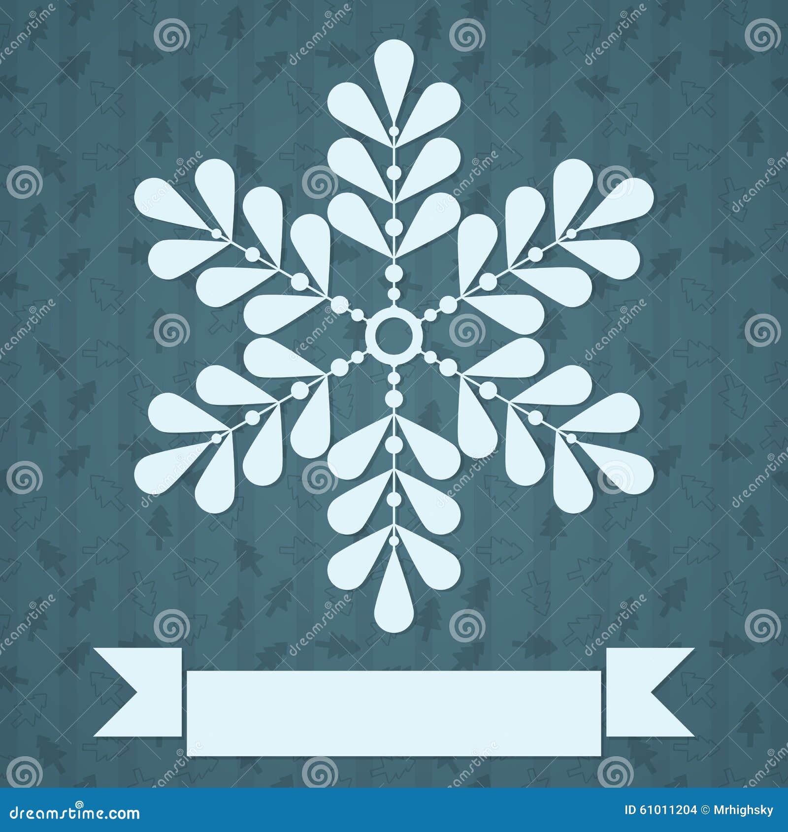 Winter Snowflake Design with Ribbon Stock Vector - Illustration of ...