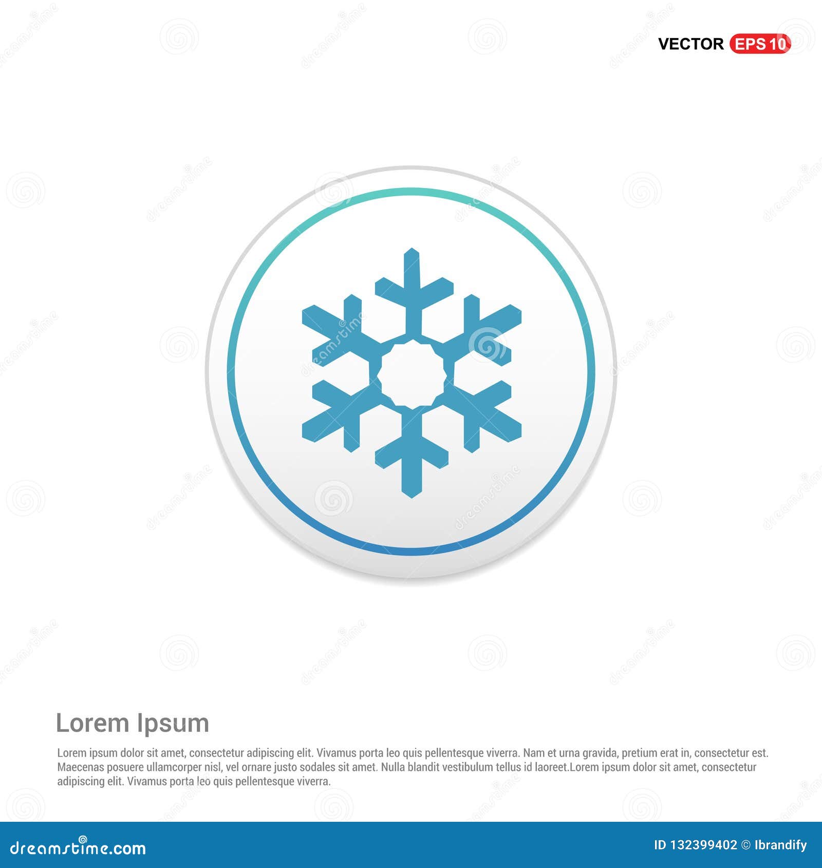 Winter Snowflake Icon - White Circle Button Stock Vector - Illustration ...