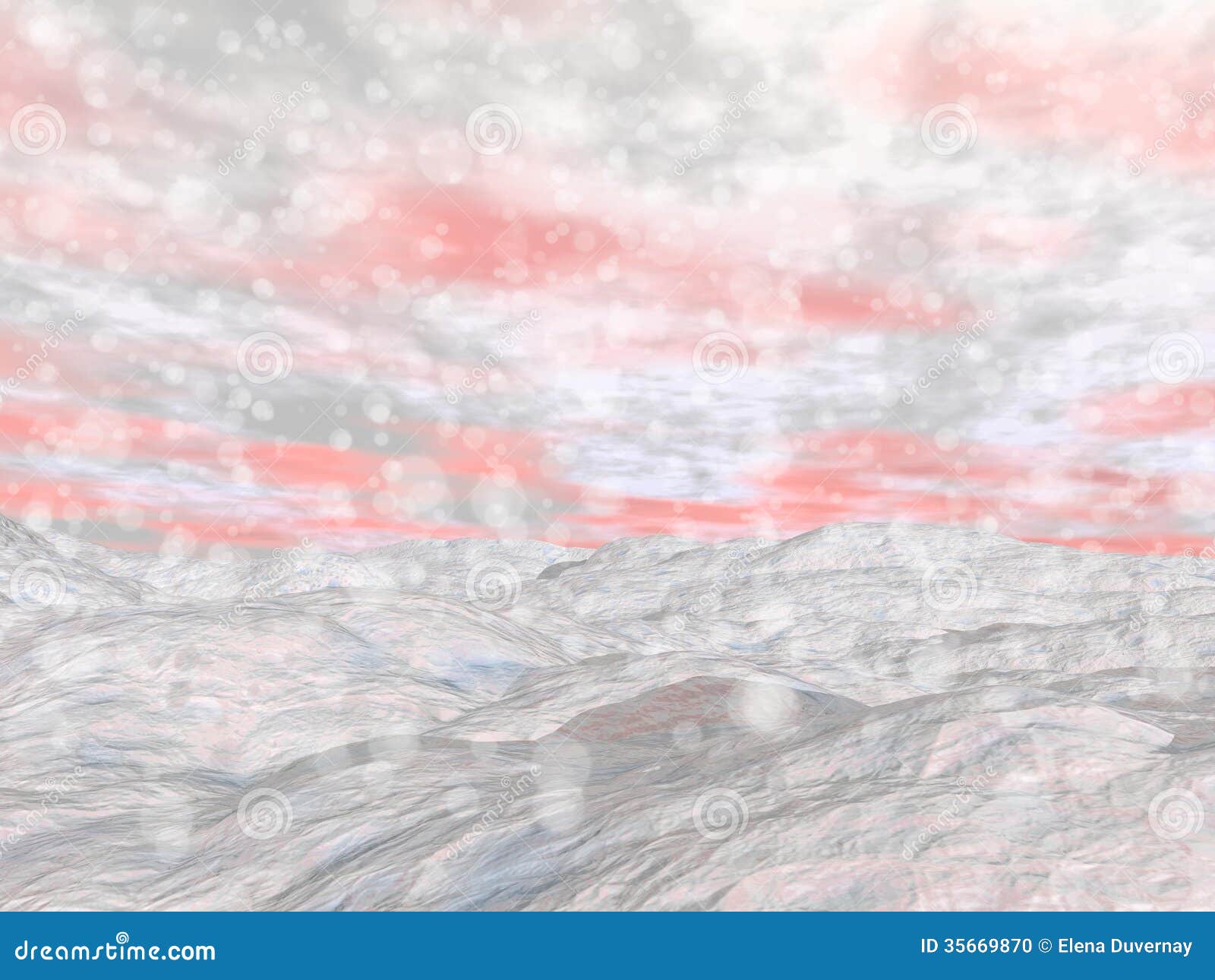 Winter Snowing Landscape - 3D Render Stock Illustration - Illustration ...