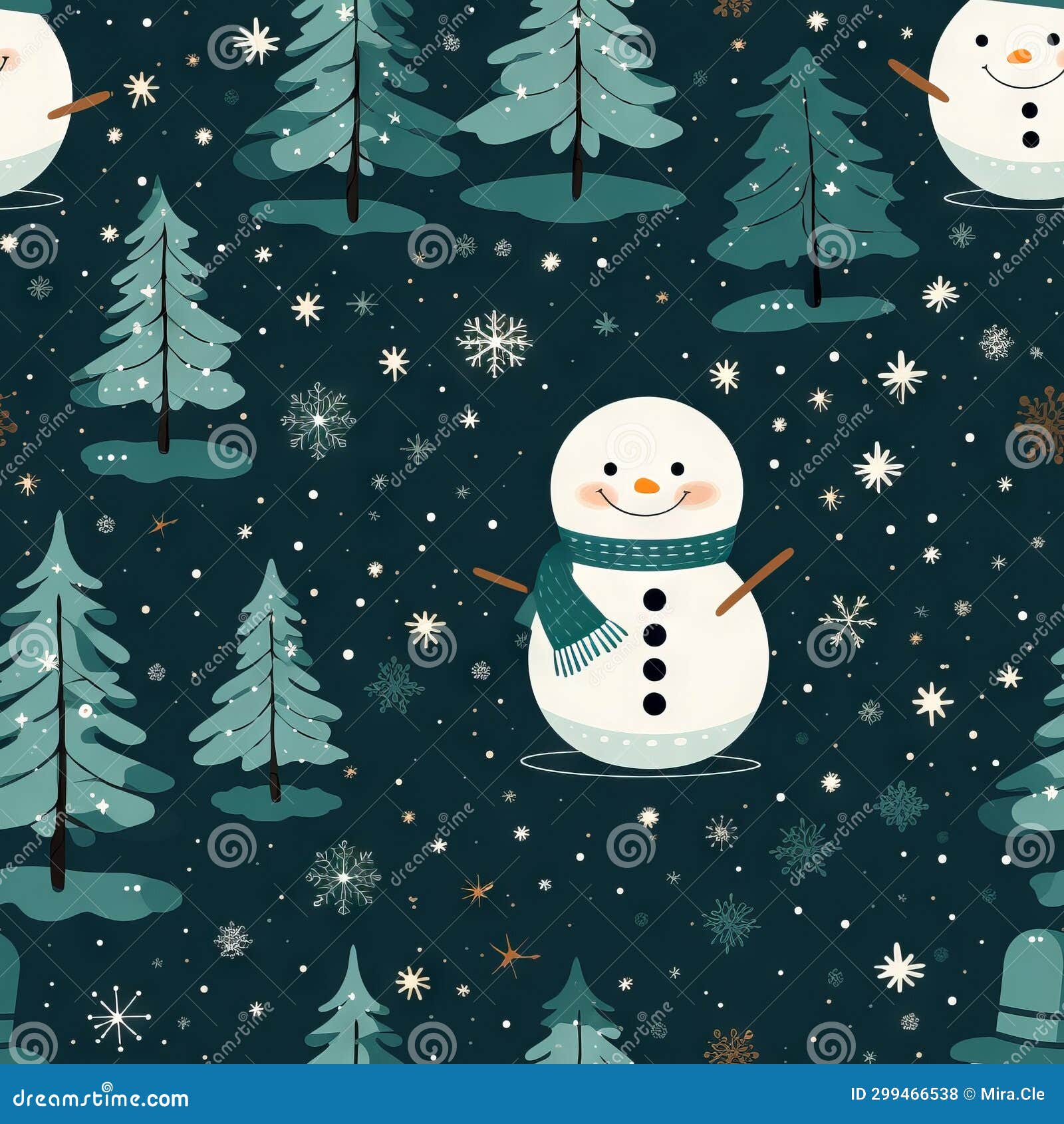 Winter Snowman Seamless Pattern, Created with Generative AI Stock ...
