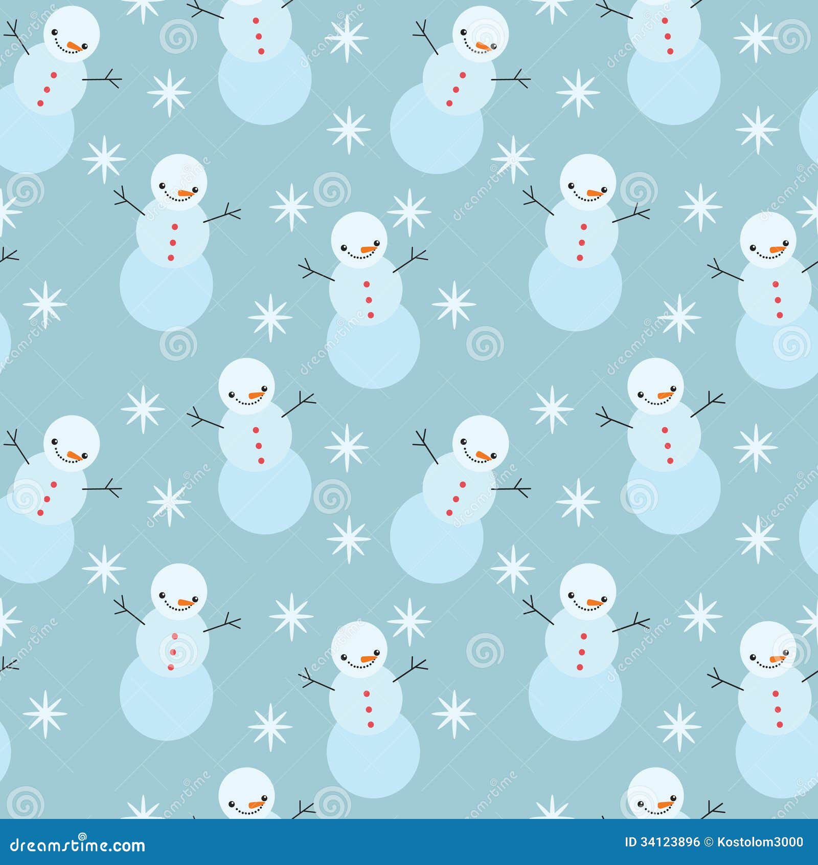 Winter Snowman Seamless Pattern. Stock Vector - Illustration of cold ...