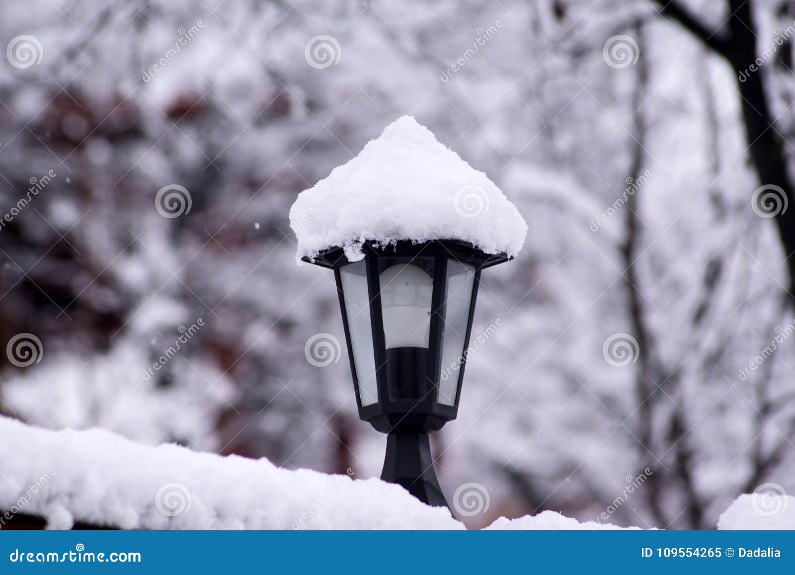 Winter Snowy, Lamp and Trees. Stock Image - Image of cold, outdoors ...