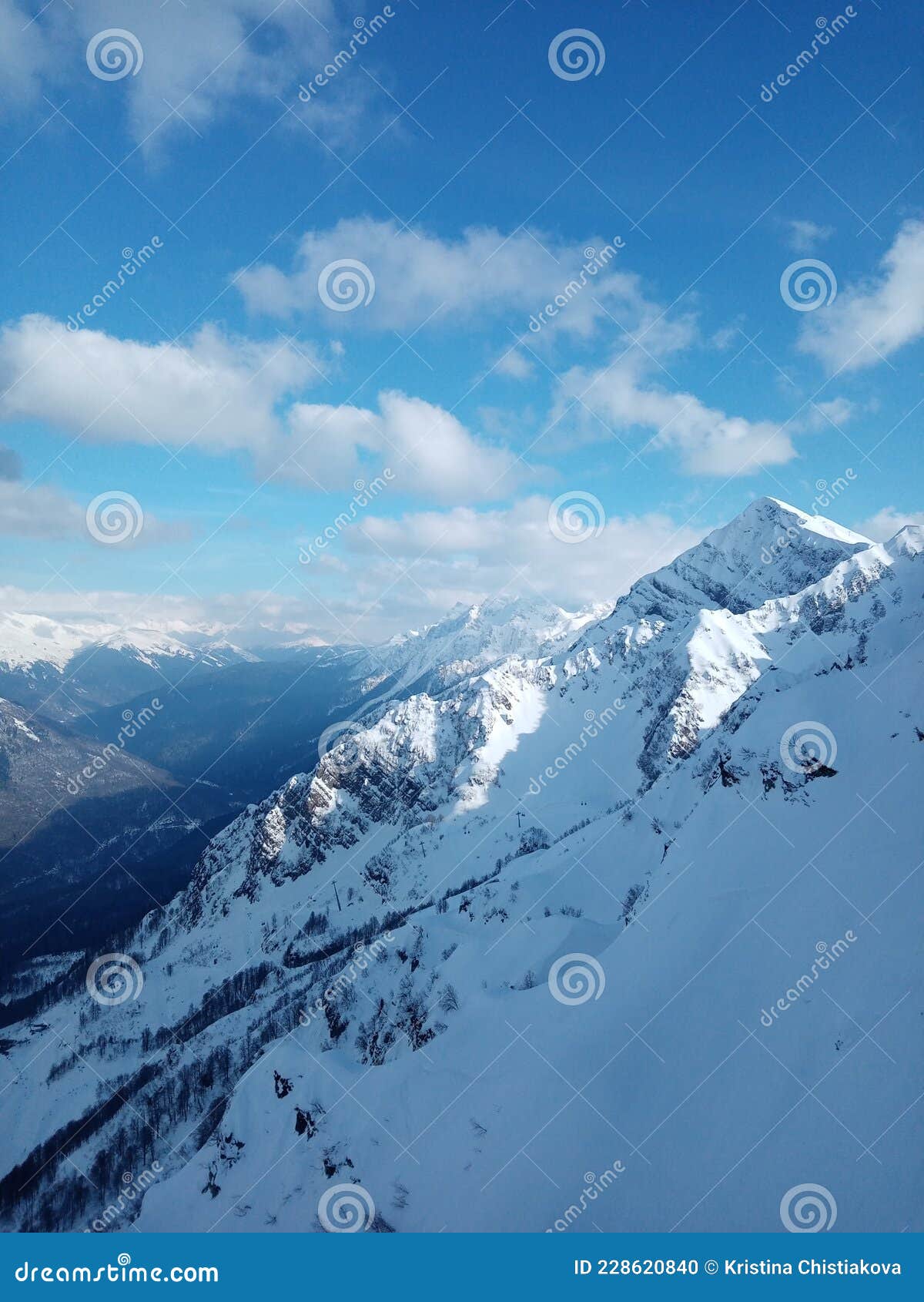 Winter Snowy Mountains Vertical Format Stock Photo - Image of high ...
