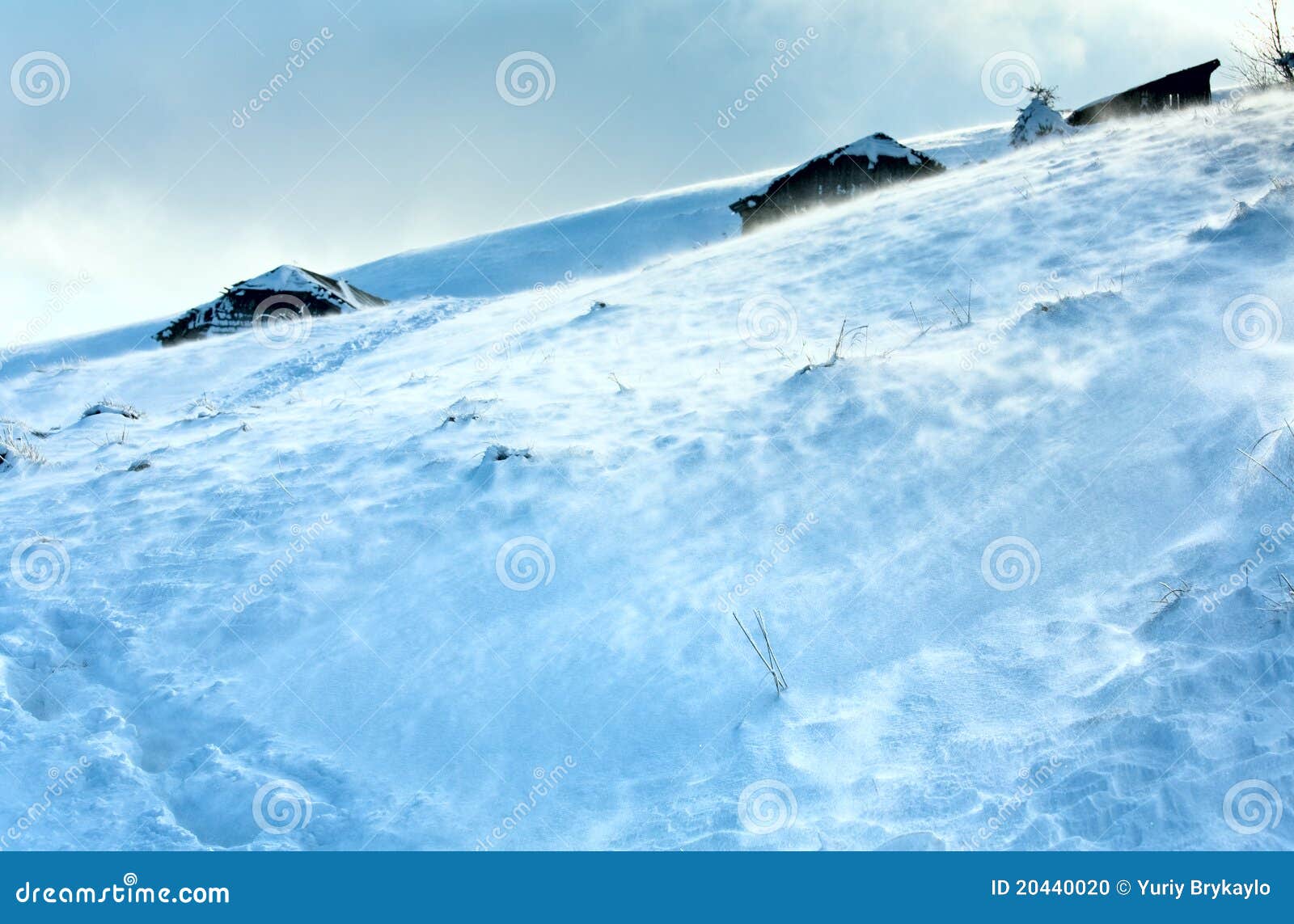 Winter Snowy and Windy Mountain View Stock Photo - Image of white ...