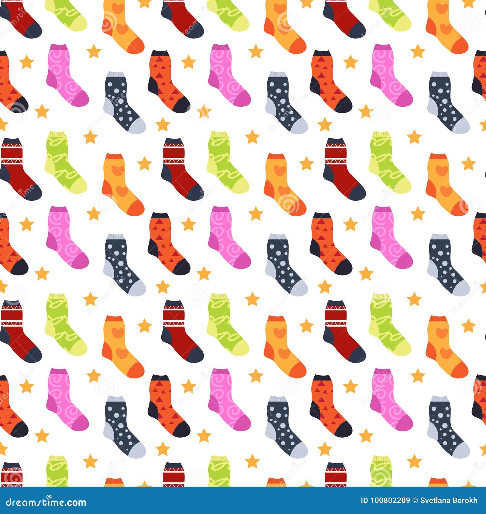 Winter Socks with Different Prints Seamless Pattern. Christmas Sock ...
