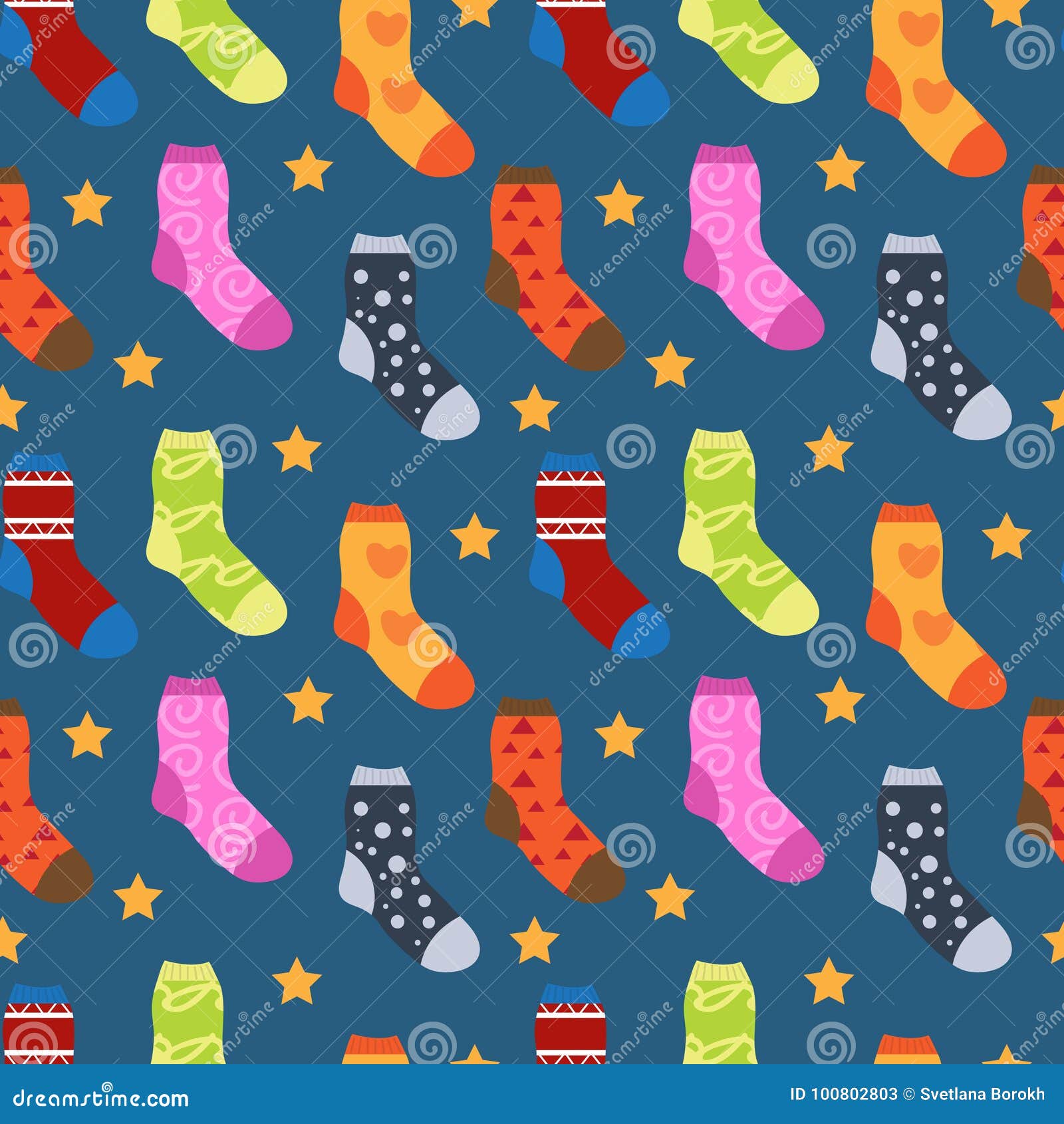 Winter Socks with Different Prints Seamless Pattern. Christmas Sock ...