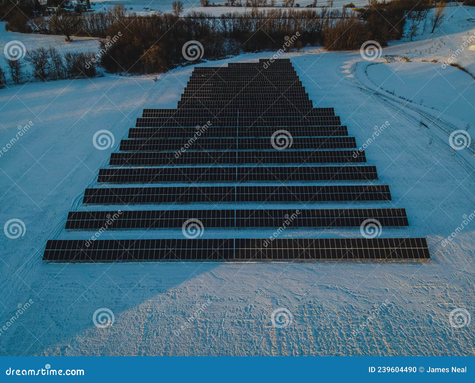 Winter Solar Panels with Snow Stock Photo - Image of shadow, panel ...