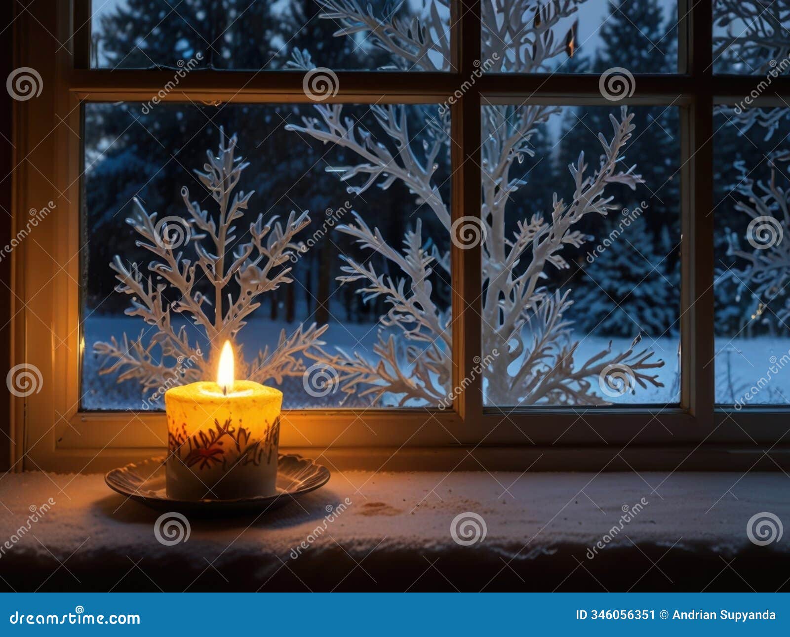 Winter Solstice Candlelight, Cozy Window Scene Stock Image - Image of ...