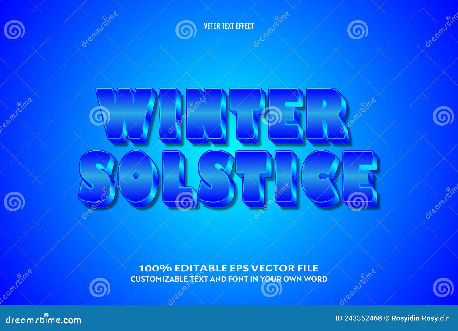Winter Solstice Editable Text Effect Blue Color 3 Dimension Emboss ...