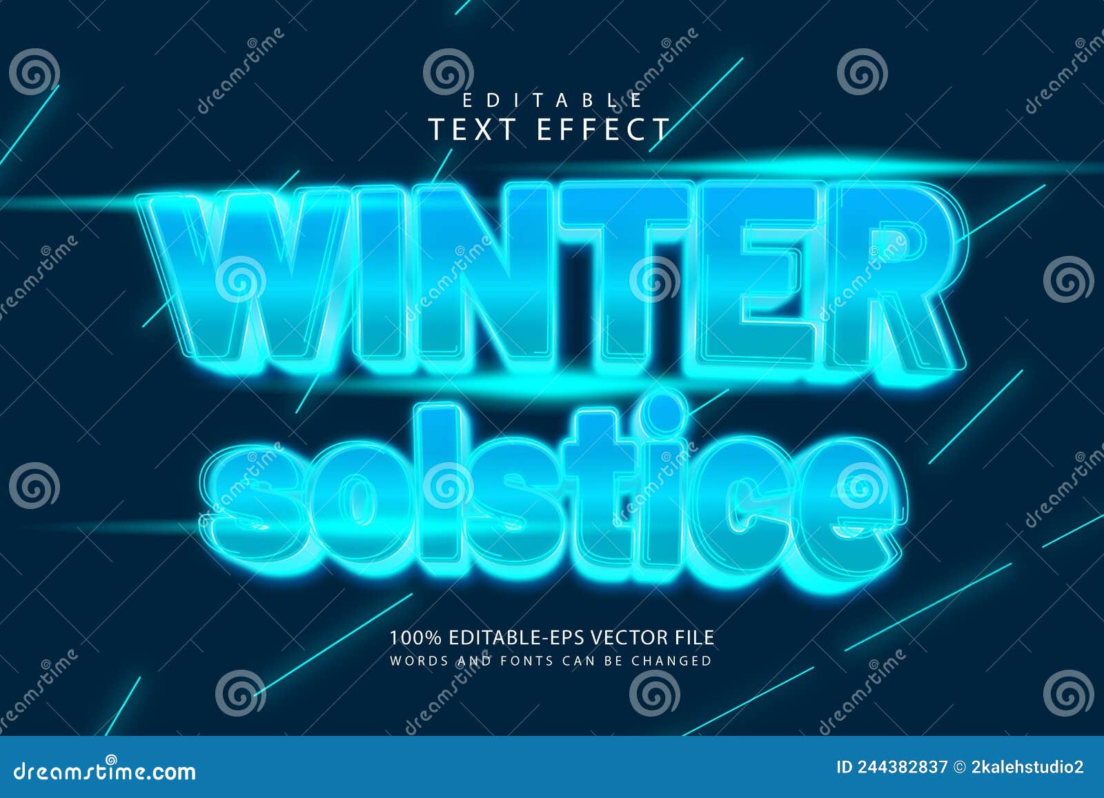 Winter Solstice Editable Text Effect 3 Dimension Emboss Neon Style Stock Vector - Illustration ...