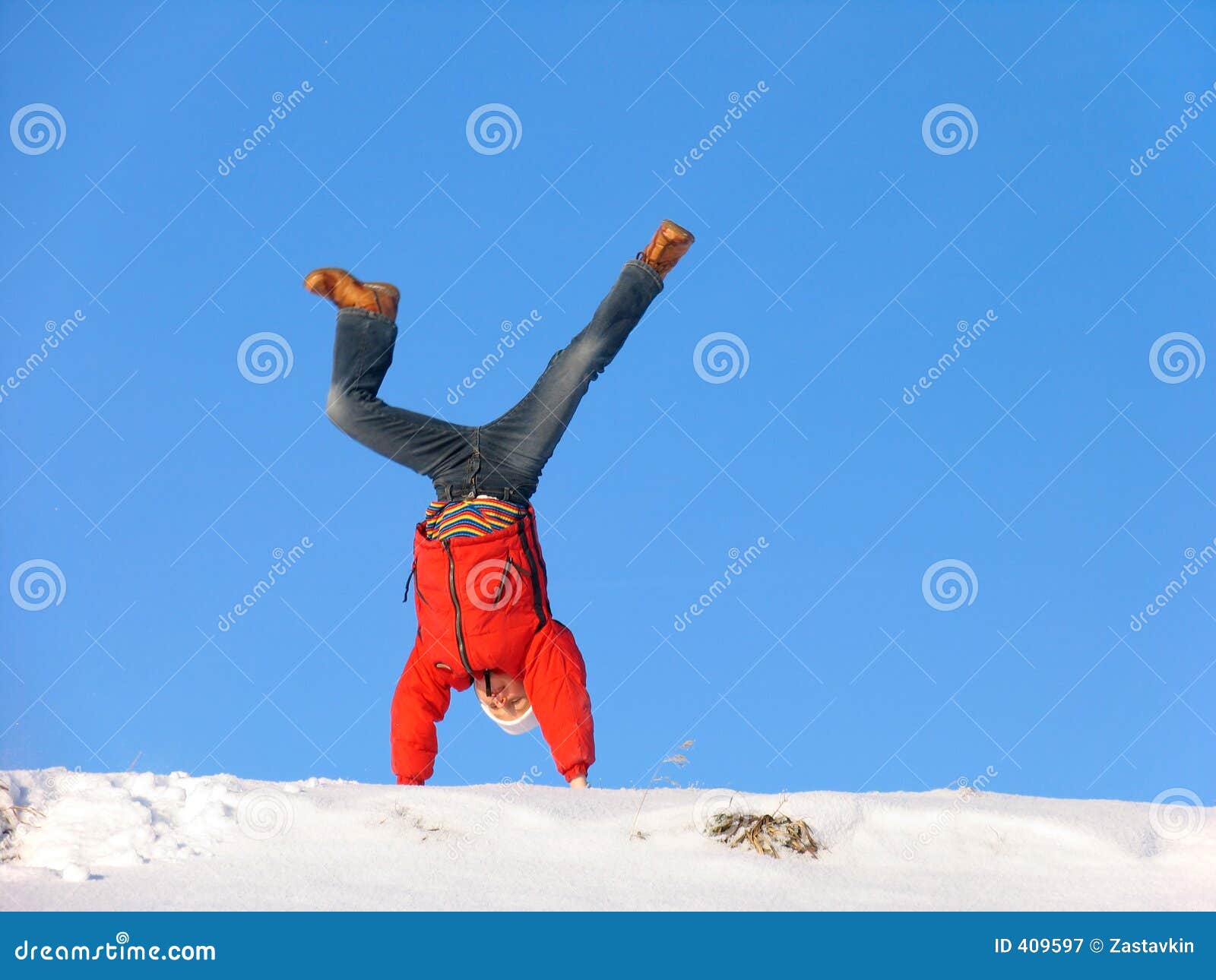 Winter Somersault stock image. Image of gymnastics, blue - 409597