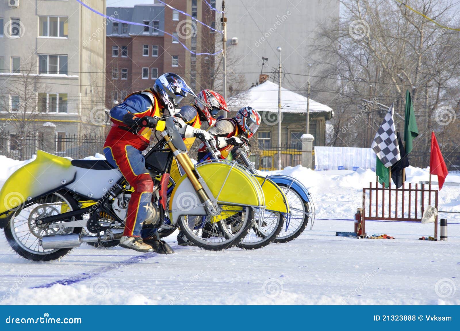 Winter Speedway on the Ice, Start Stock Photo - Image of excitement ...