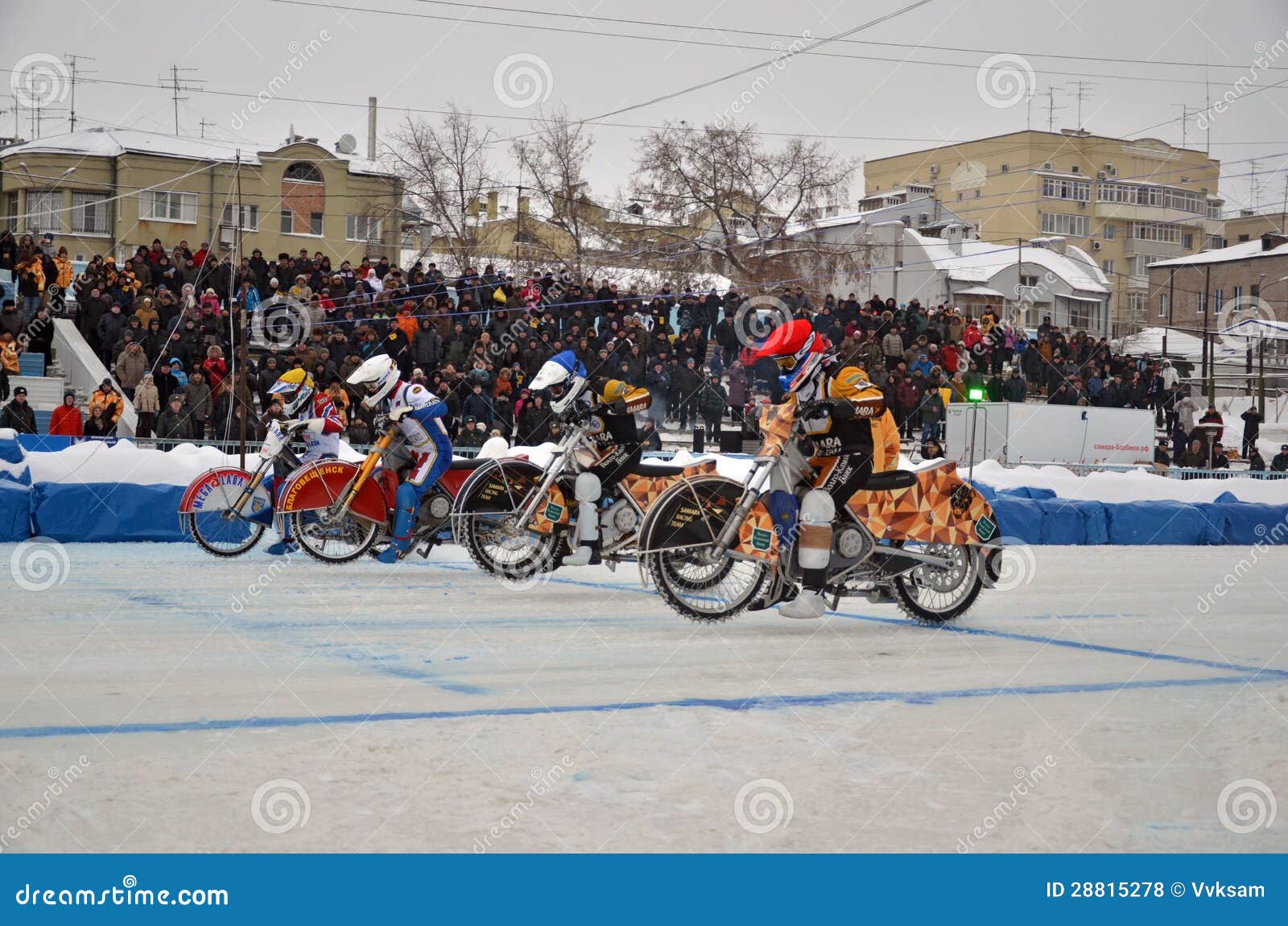 Winter Speedway on the Ice, Start Editorial Stock Photo - Image of exit ...