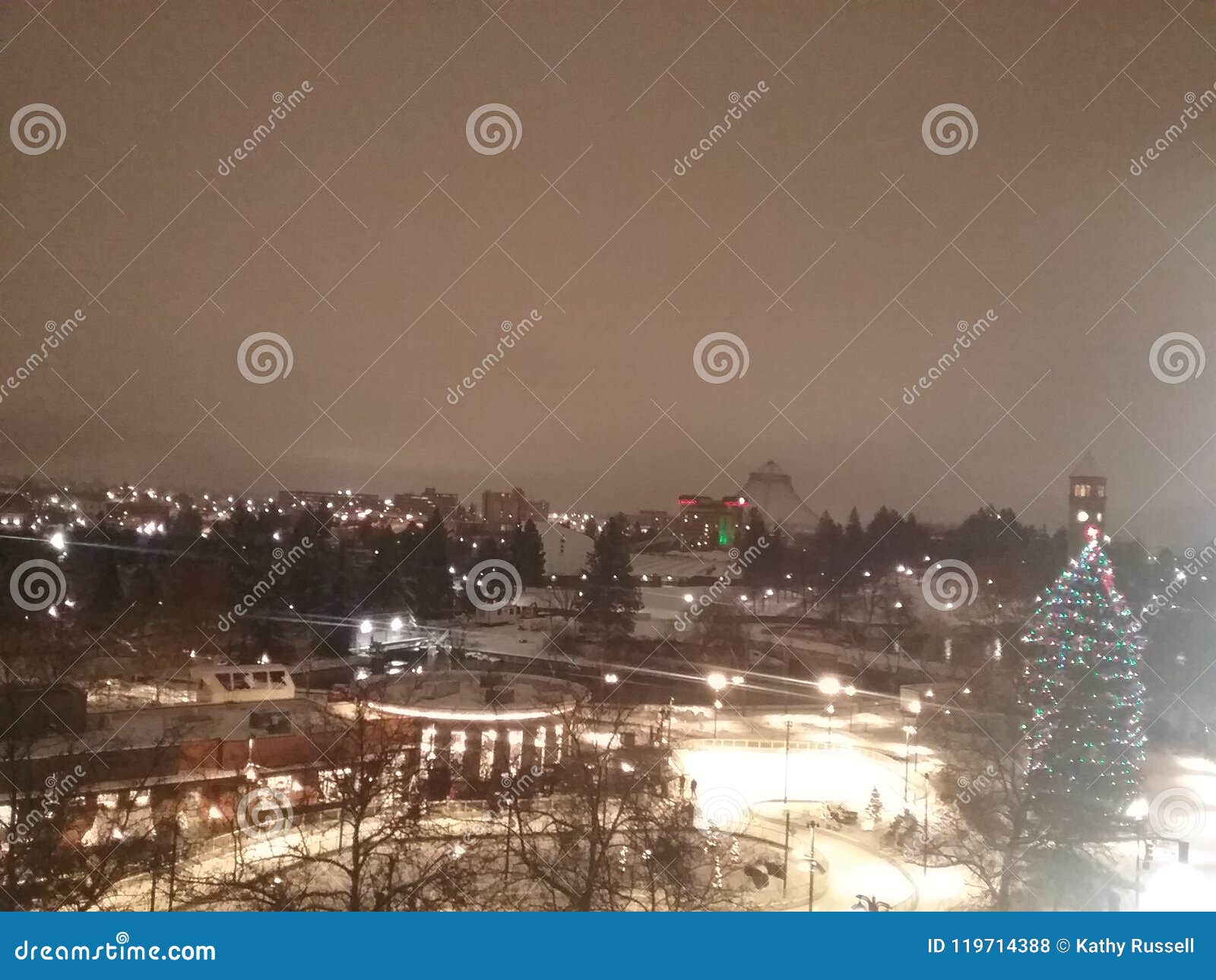 Night scene stock photo. Image of winter, lights, scene - 119714388