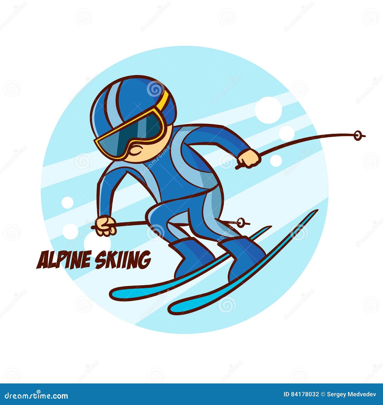 Winter Sport Alpine Skiing Sticker Stock Vector - Illustration of ...