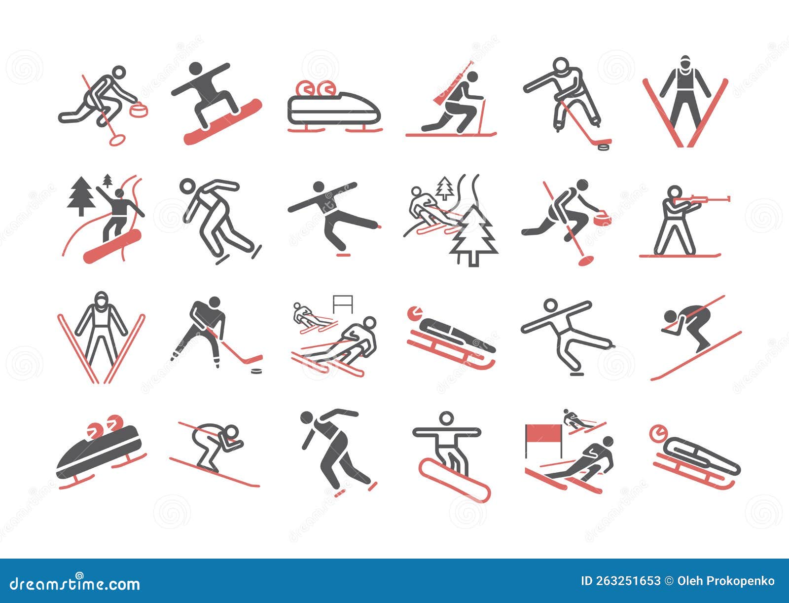 Winter Sport Icons. Skiing. Vector Signs for Web Graphics Stock Vector ...