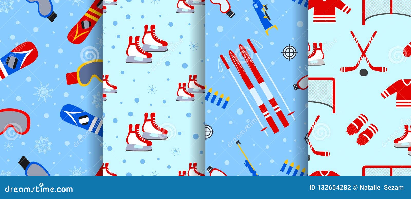 Winter Sports Seamless Patterns Set. Sporting Background Collection ...