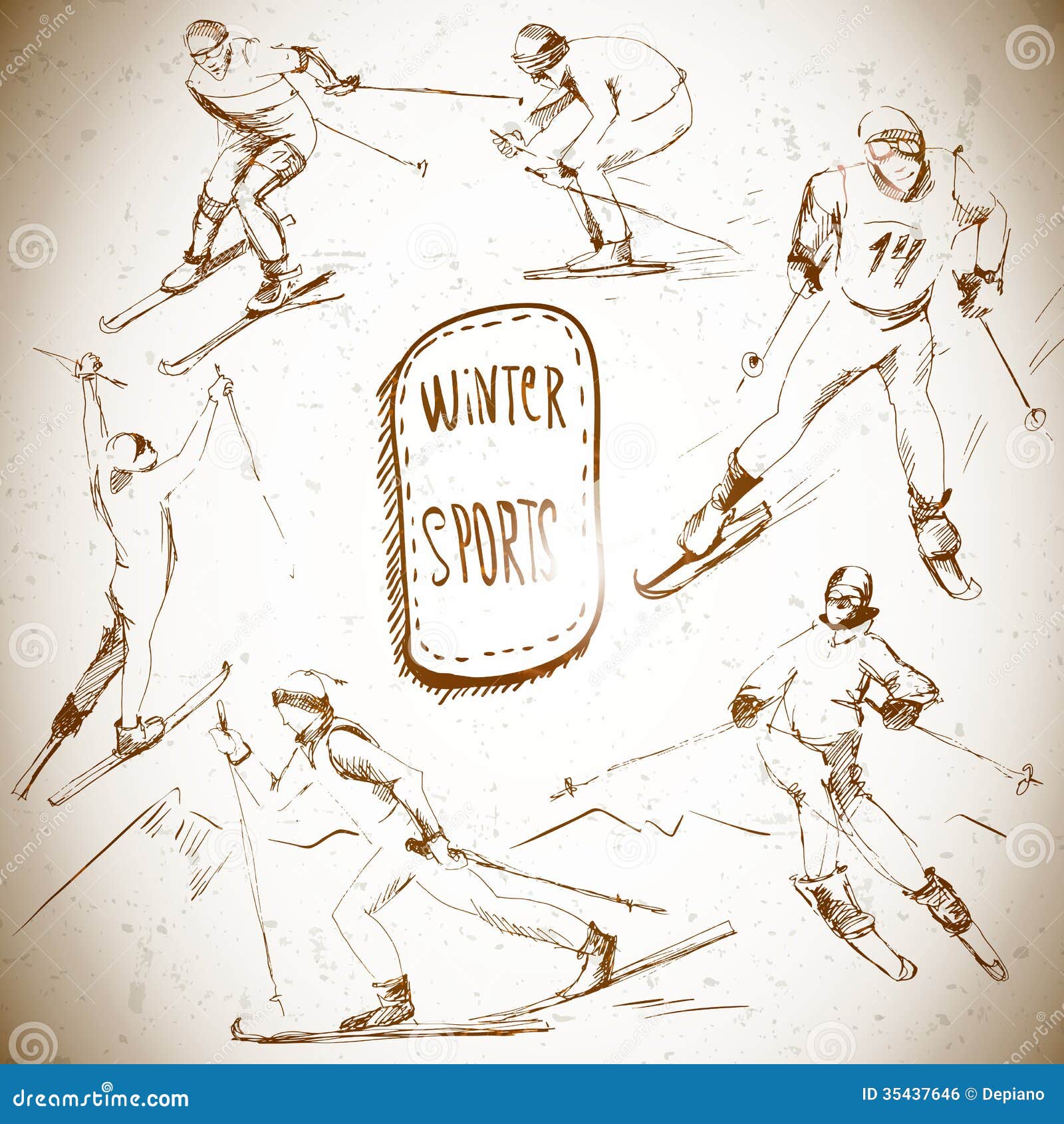 Winter Sports, Skier Scetch Stock Vector - Illustration of outline ...