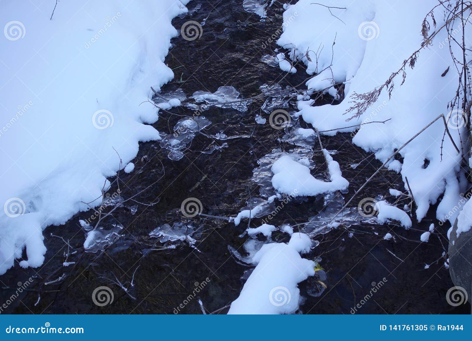 Winter Spring Fed Creek Waterfalls in the Winter Stock Image - Image of ...