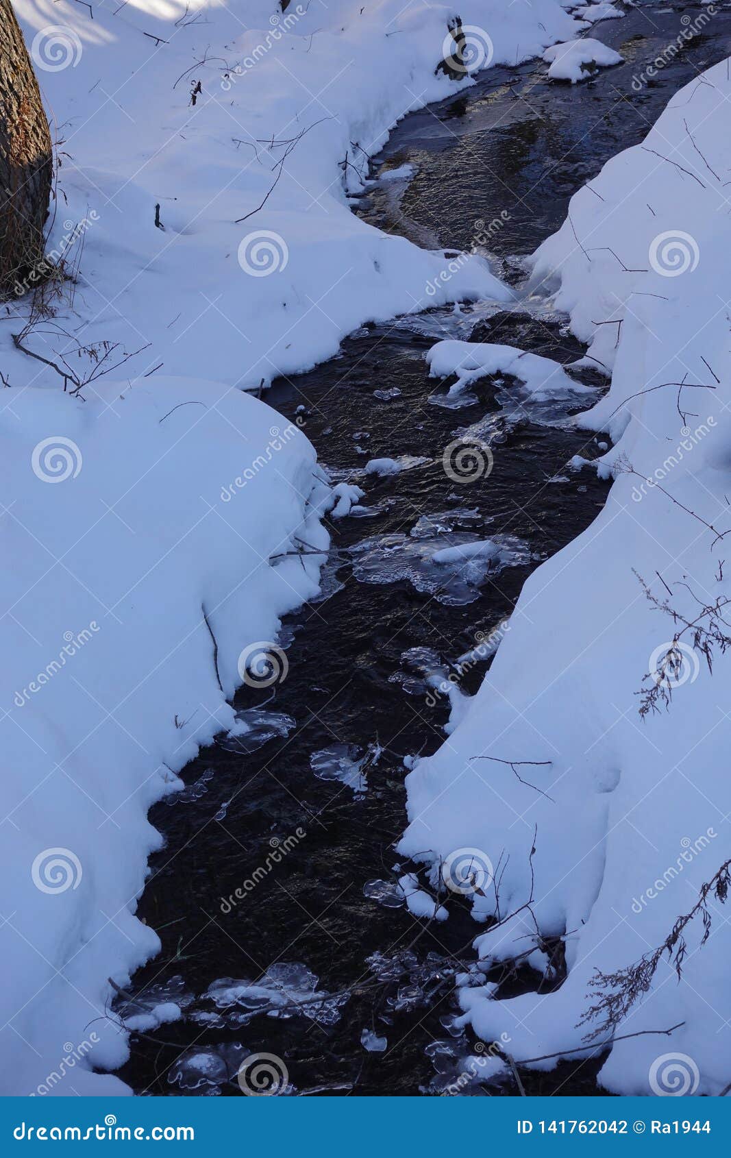 Winter Spring Fed Creek Waterfalls in the Winter Stock Photo - Image of ...